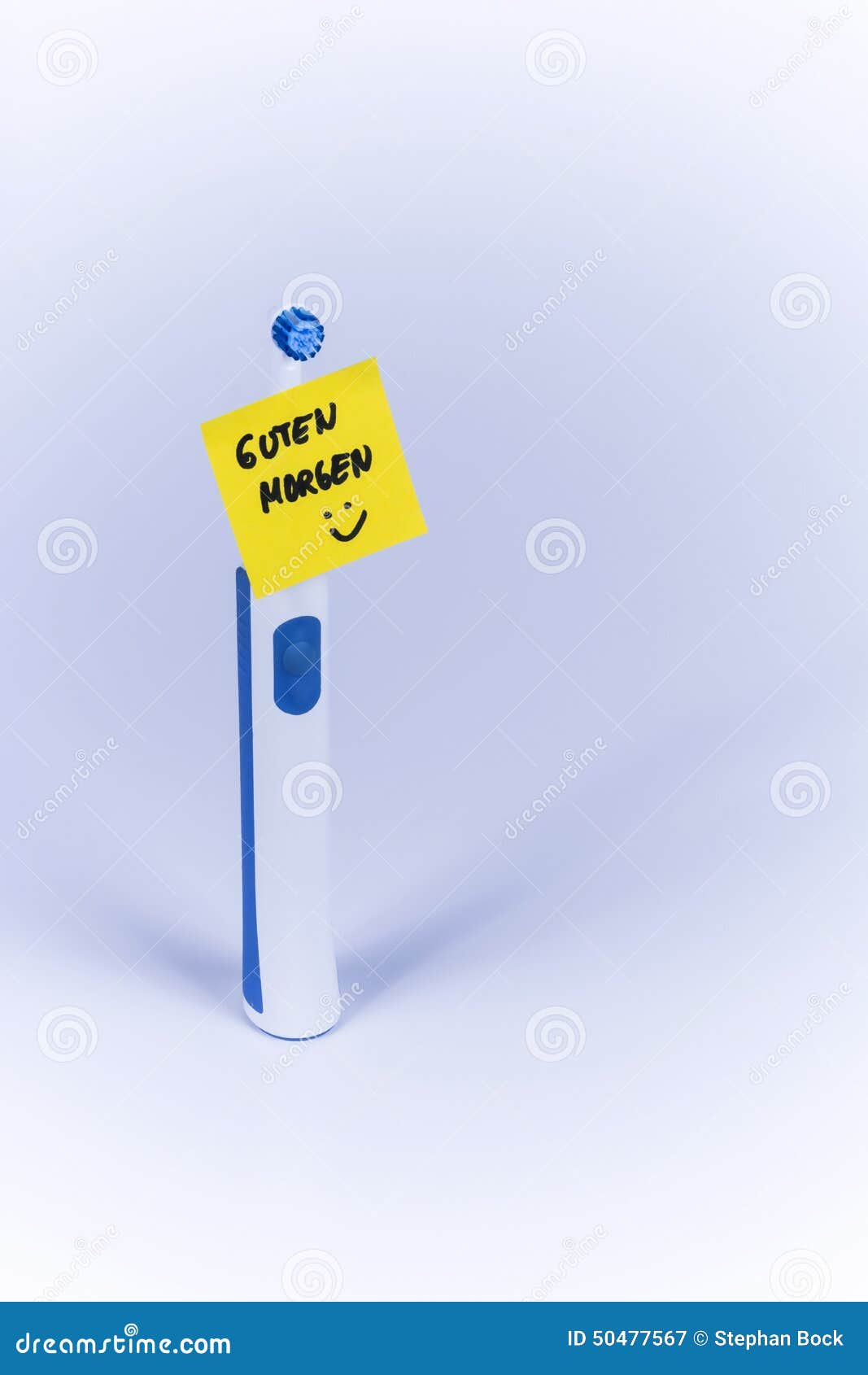 Electric Toothbrush with Post-it Note Good Morning Stock Image - Image ...