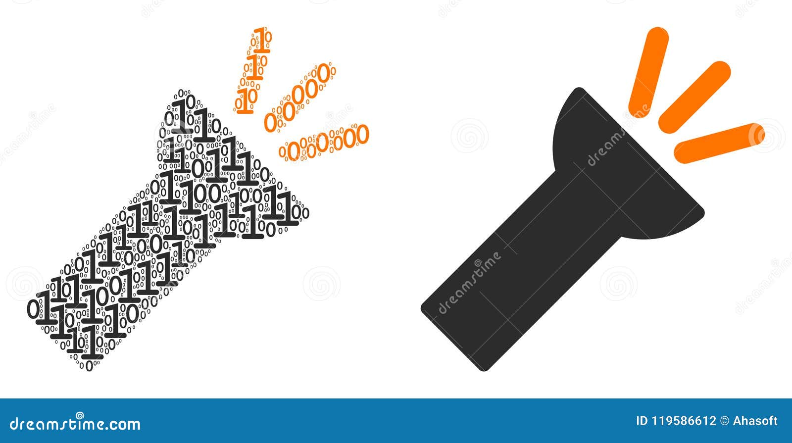 Electric Torch Light Composition of Binary Digits Stock Vector - Illustration of symbol, energy ...