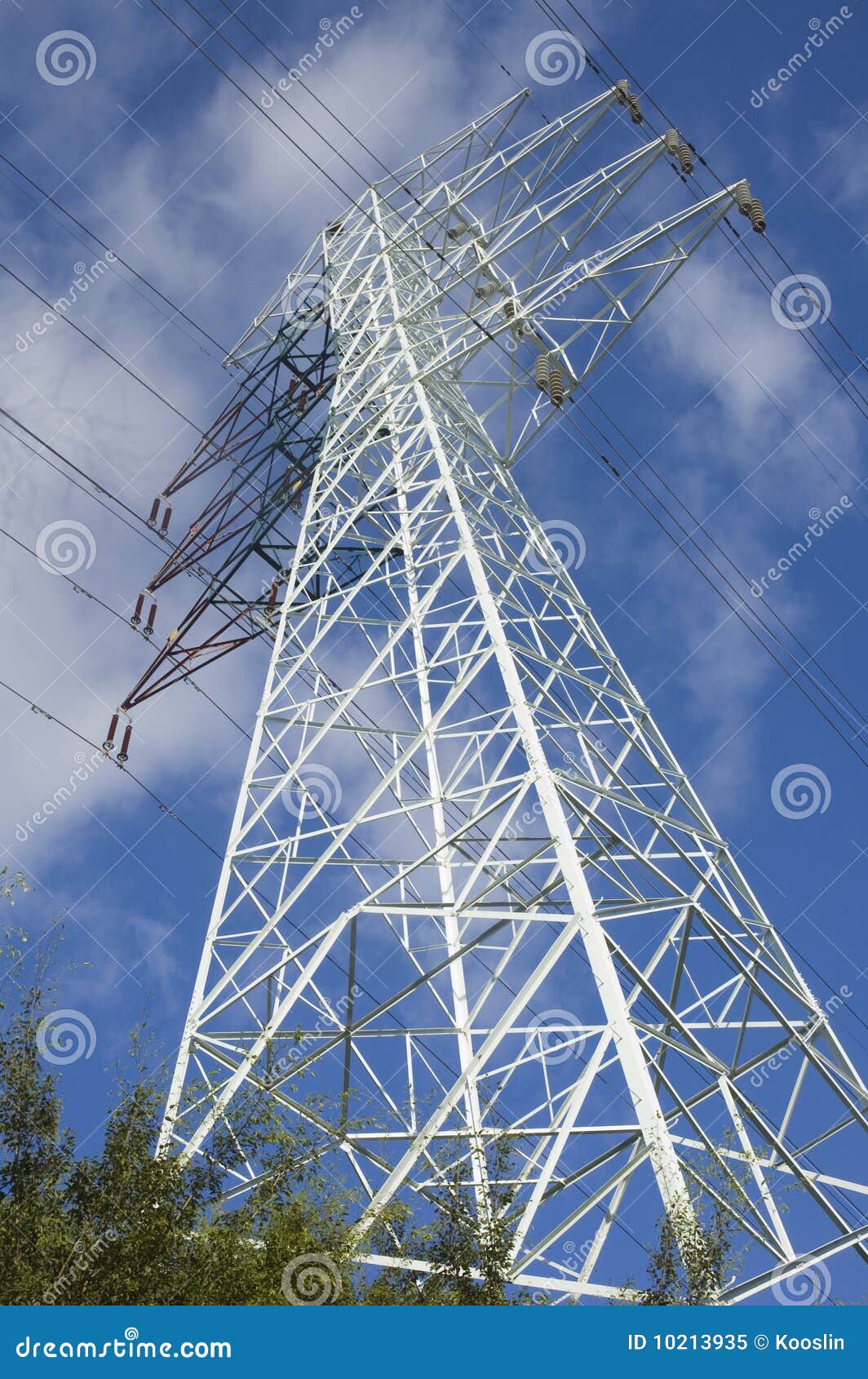 Electric Tower with High Voltage Cable Stock Image - Image of danger ...