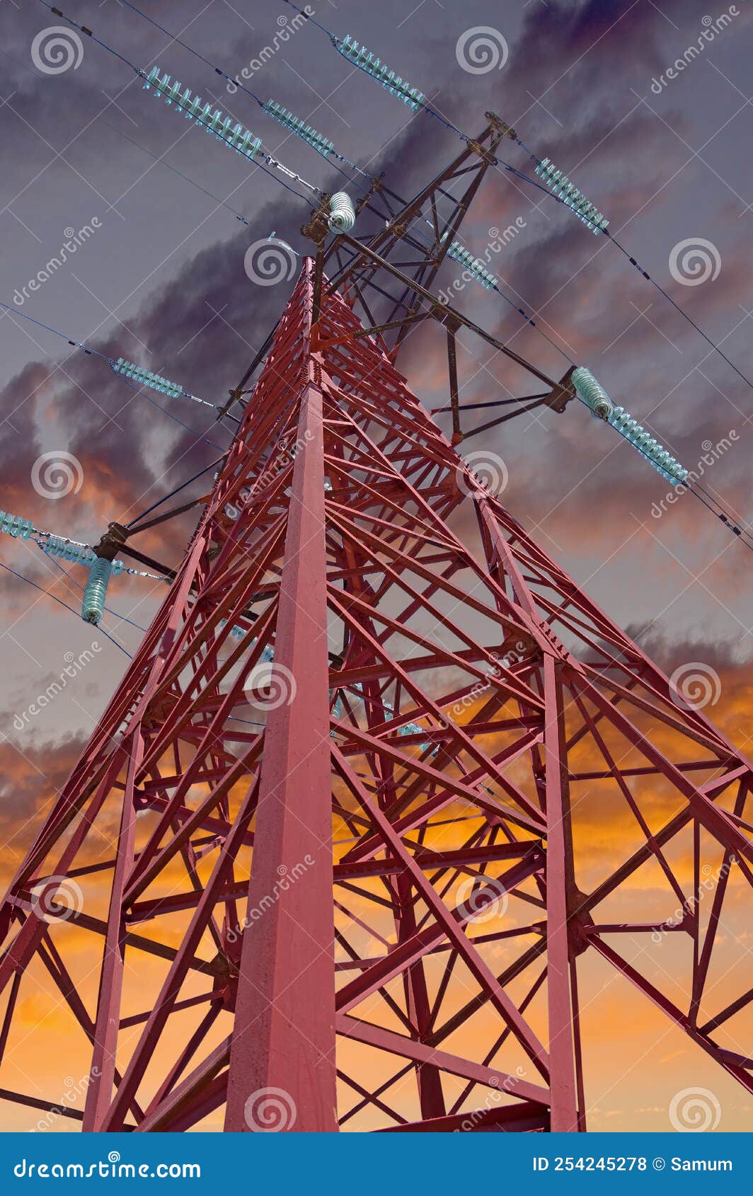 Electric Tower High Voltage Post Stock Photo - Image of power, station ...