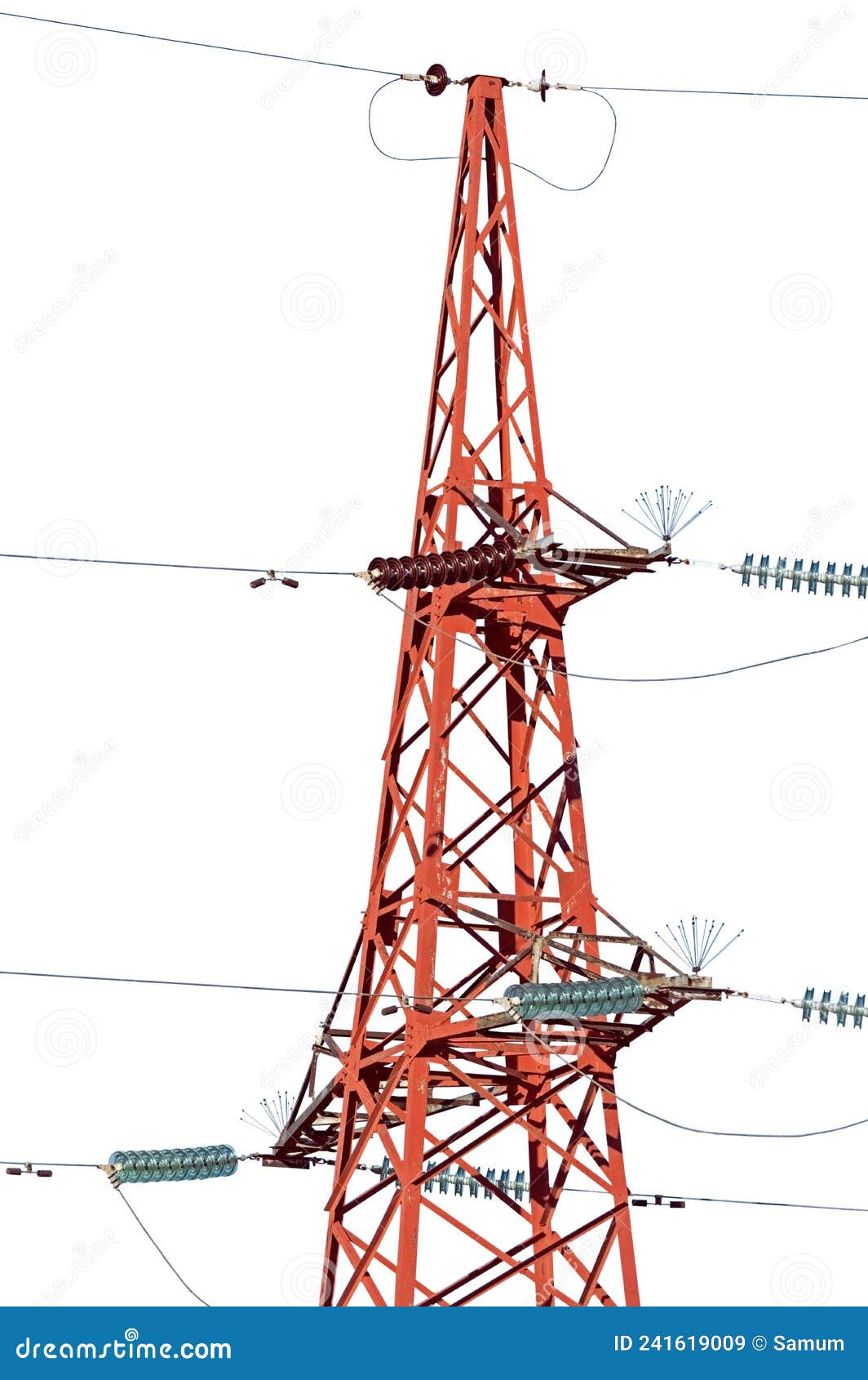 Electric Tower High Voltage Post on White Stock Image - Image of ...
