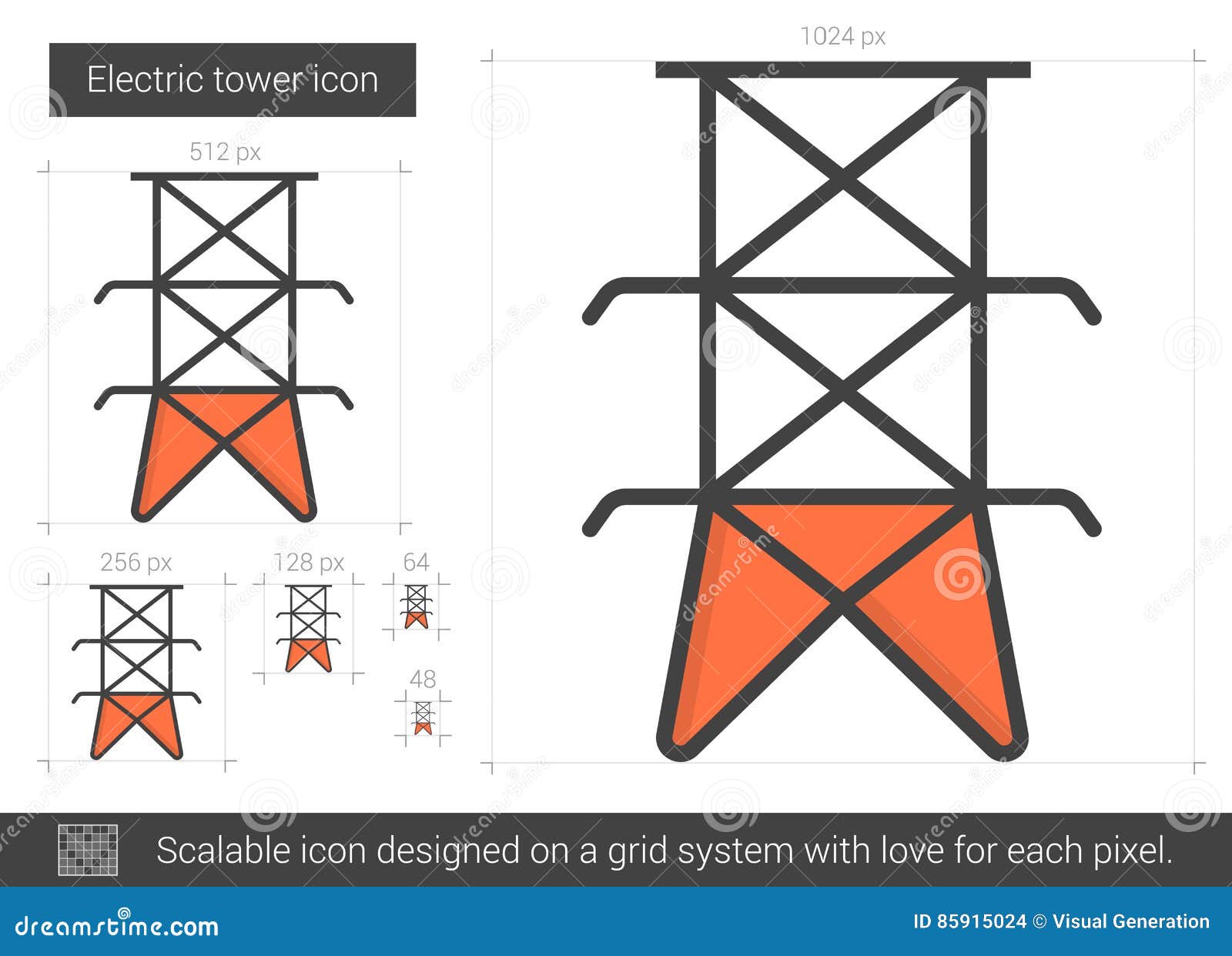Electric tower line icon. stock vector. Illustration of column - 85915024