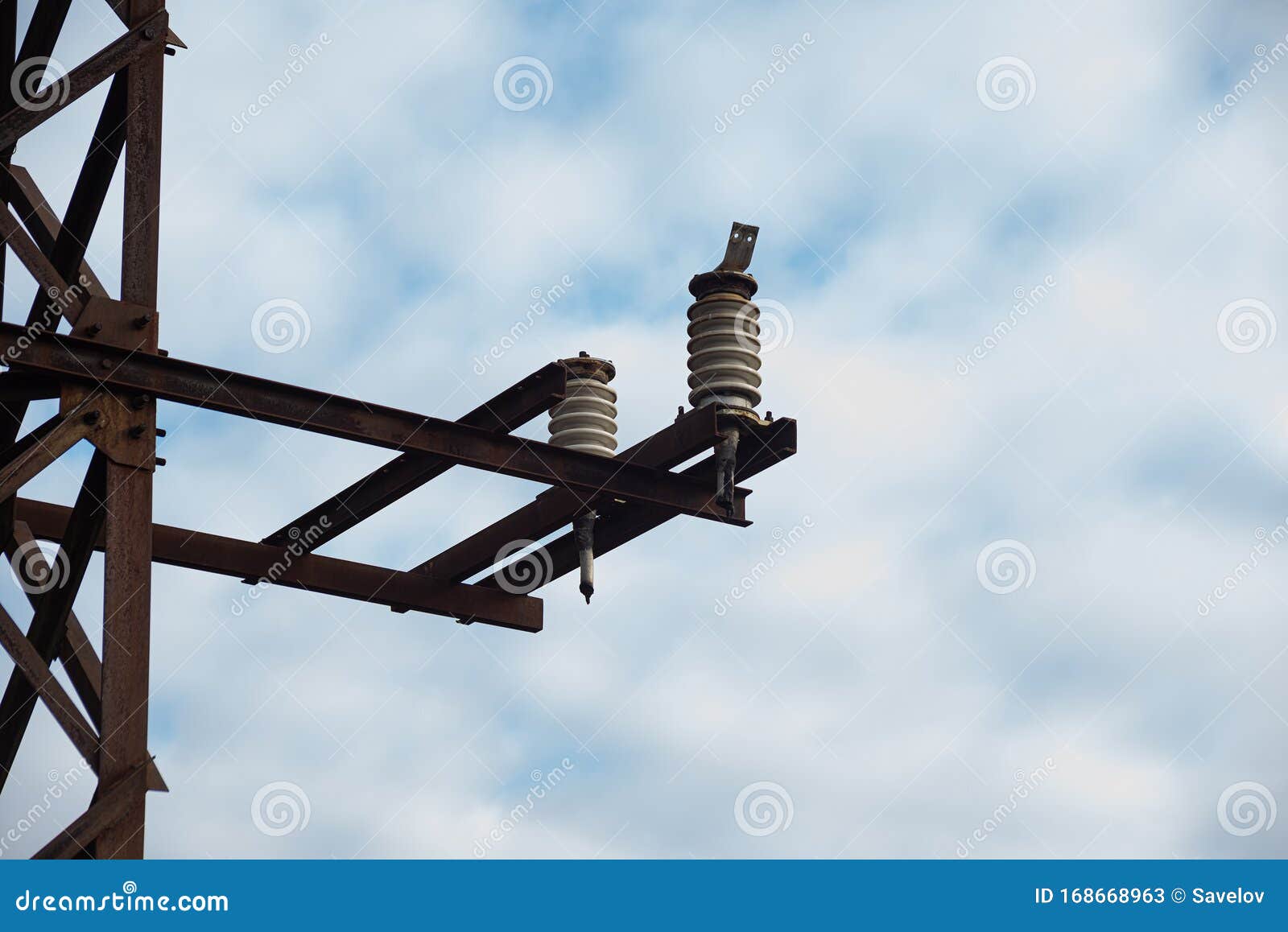 Electric Tower and Linear Insulator Stock Image - Image of background ...