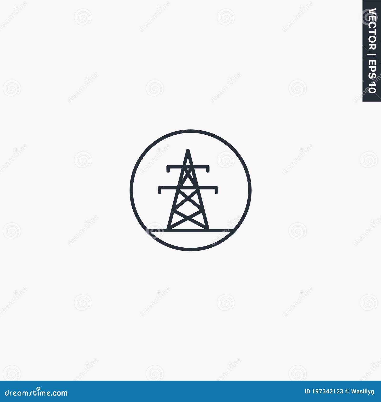 Electric Tower, Linear Style Sign for Mobile Concept and Web Design ...