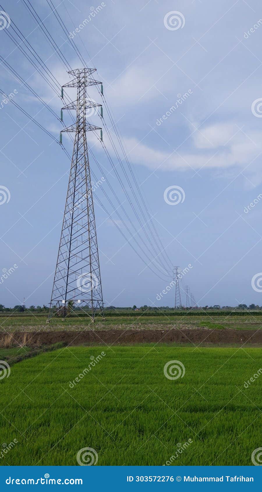 Electric Tower in the Middle of Fields Stock Photo - Image of middle ...