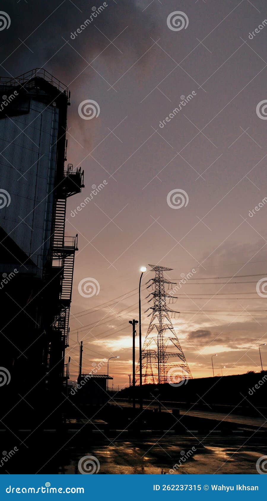 Electric Tower Stand in the Morning Stock Image - Image of reflection ...