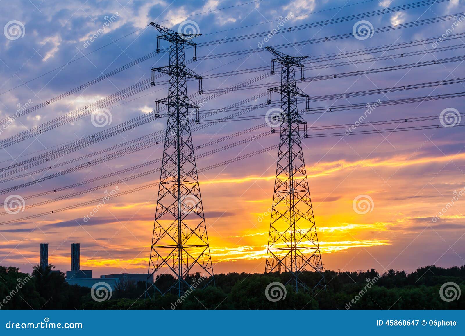Electric tower at sunset stock image. Image of metal - 45860647
