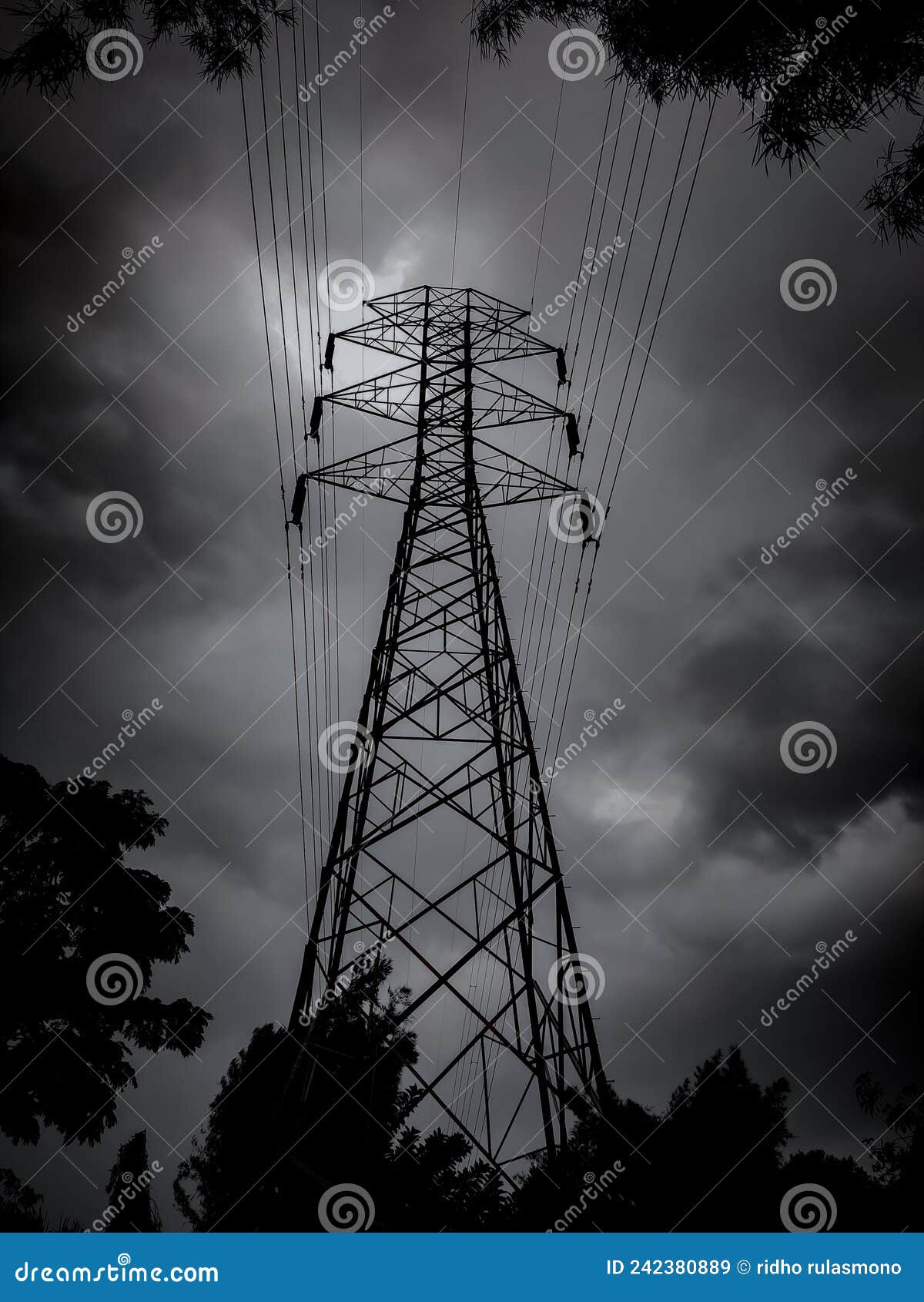 An Electric Tower To Connect Cables Stock Image - Image of tower, line ...
