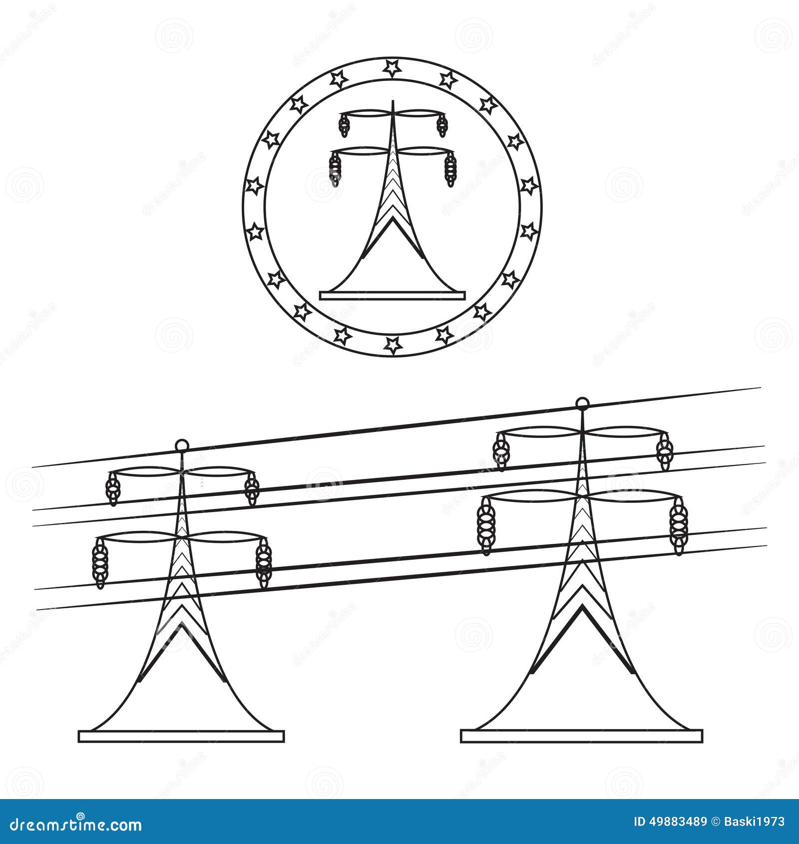 Electric tower stock vector. Illustration of line, wire - 49883489