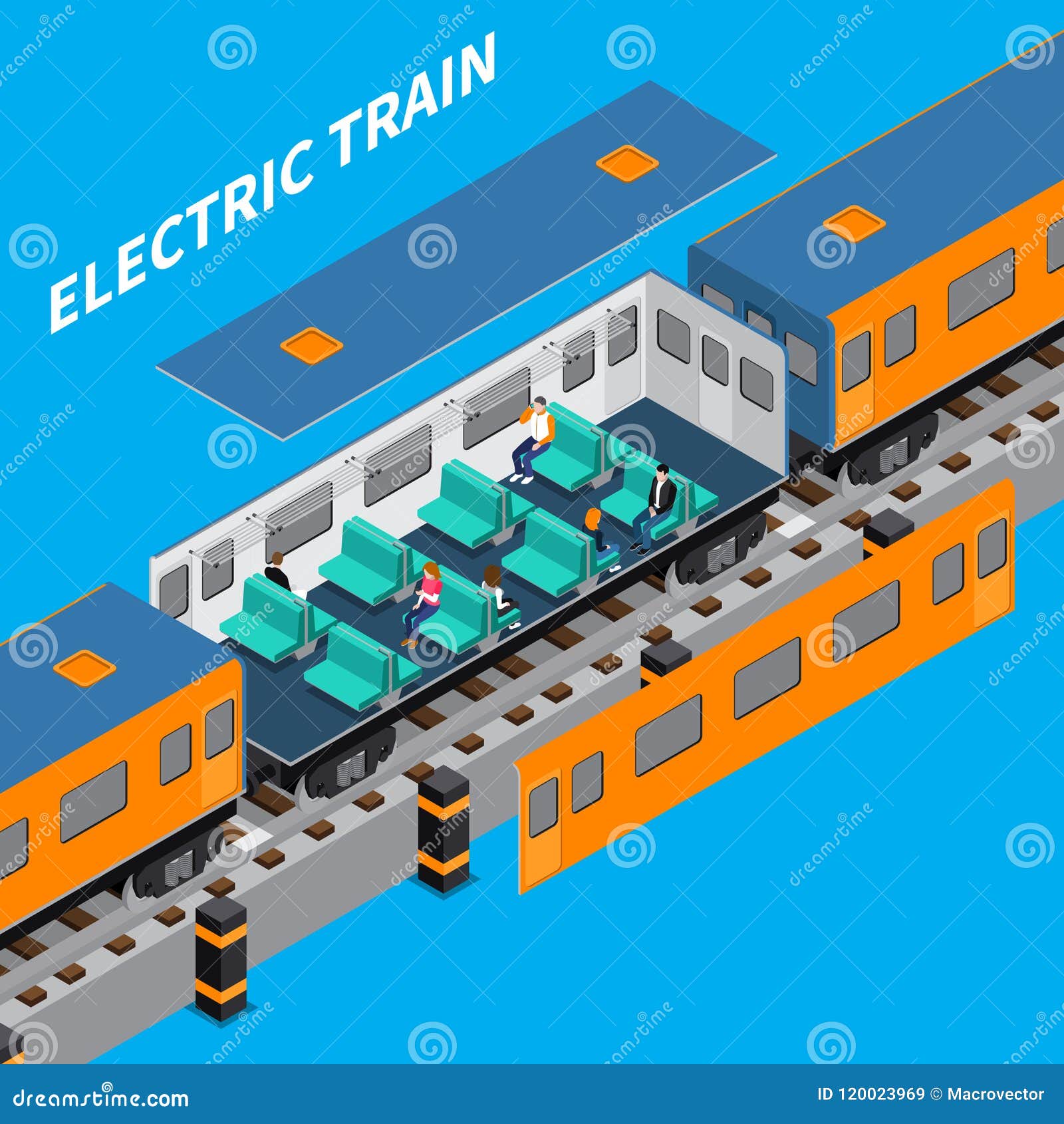 Electric Train Isometric Composition Stock Vector - Illustration of ...