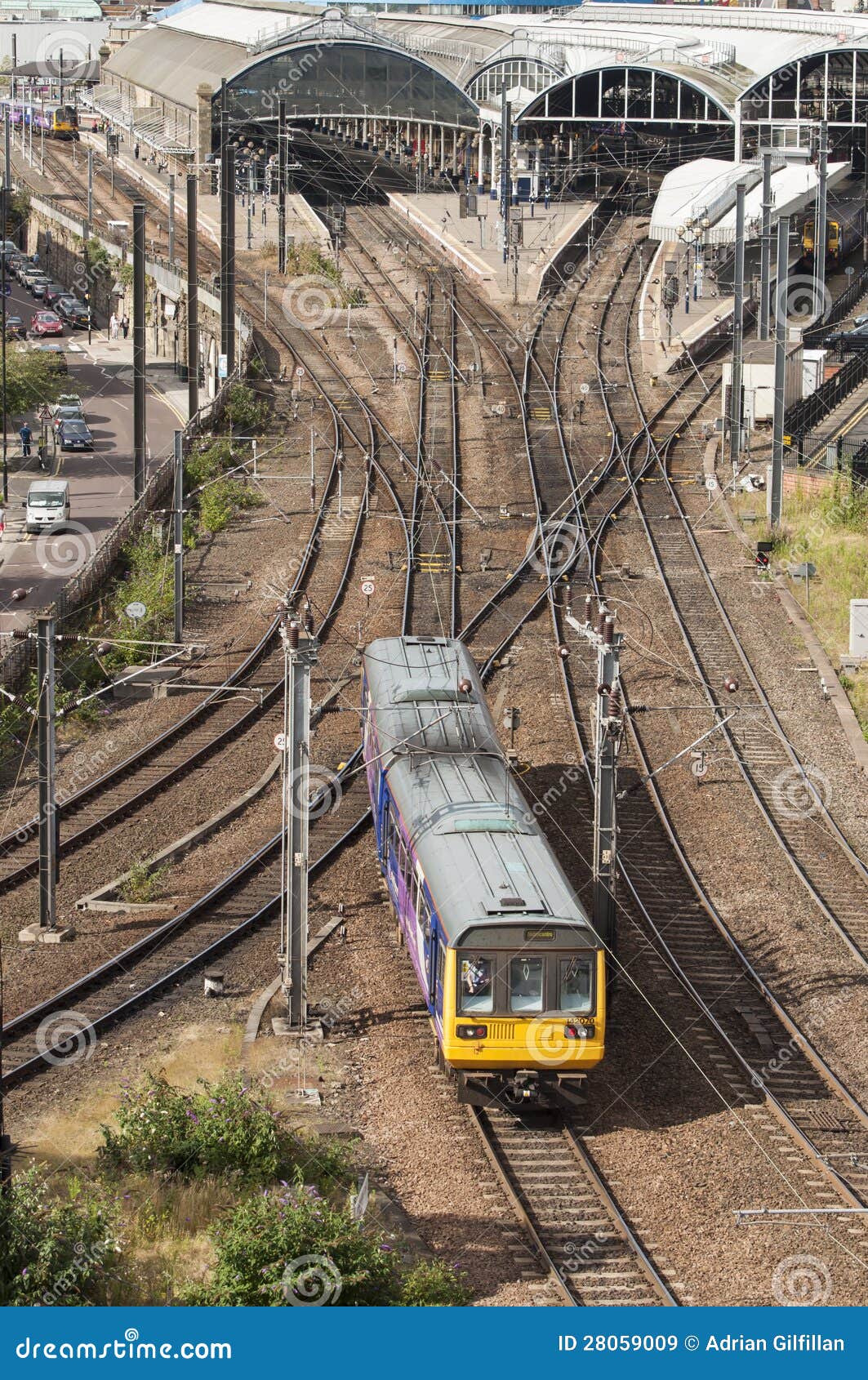 Electric Train Leaving a Station Stock Image - Image of arch, pier ...