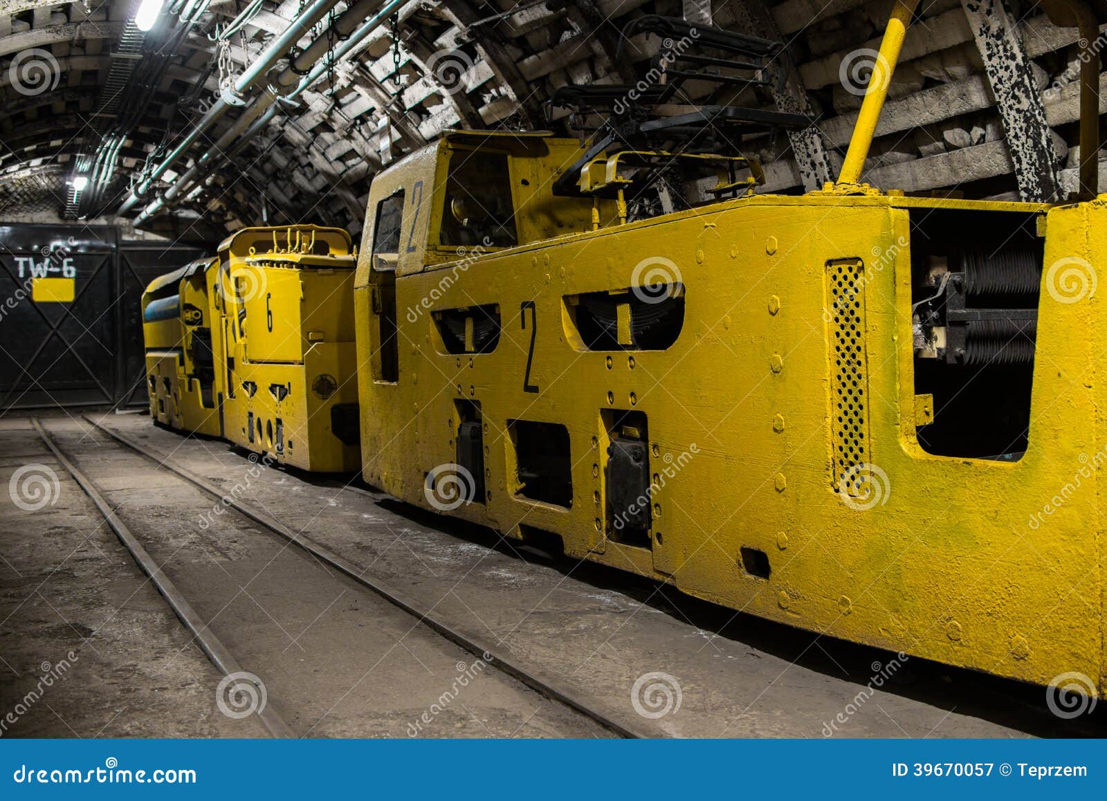 Electric Train in Modern Coal Mine Stock Image - Image of passageway ...