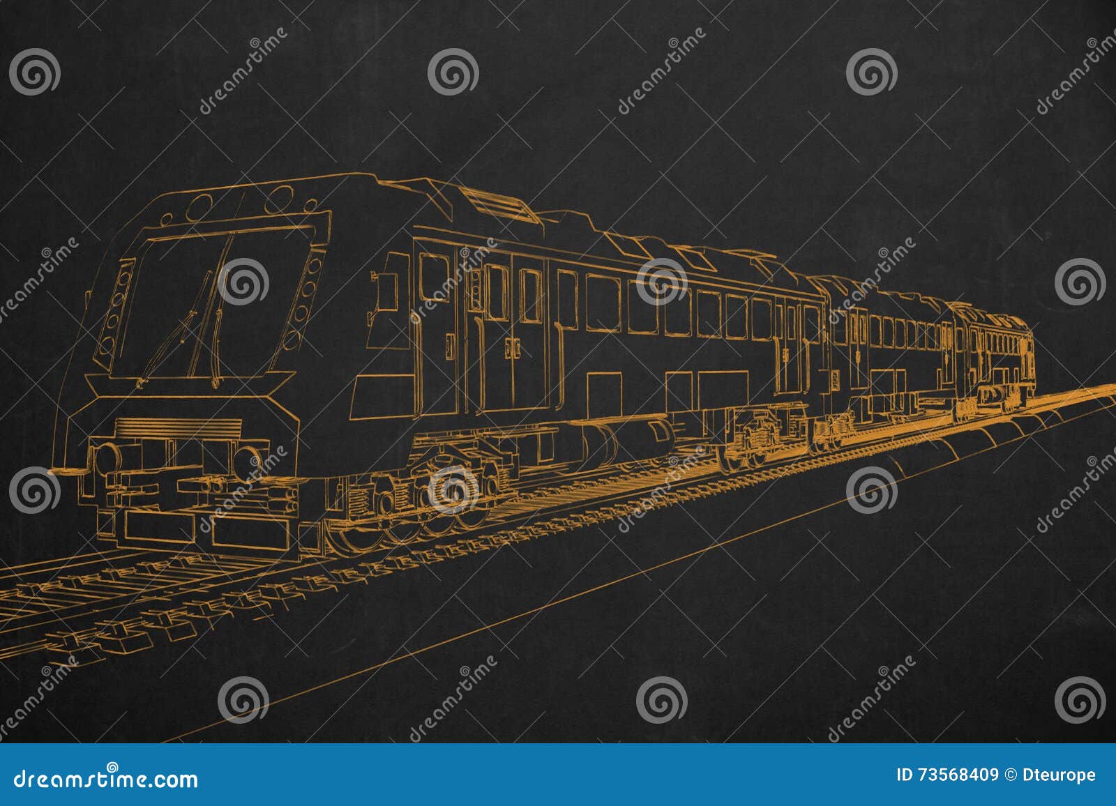 Electric Train Painted with Chalk on a Dark Chalkboard. Stock ...