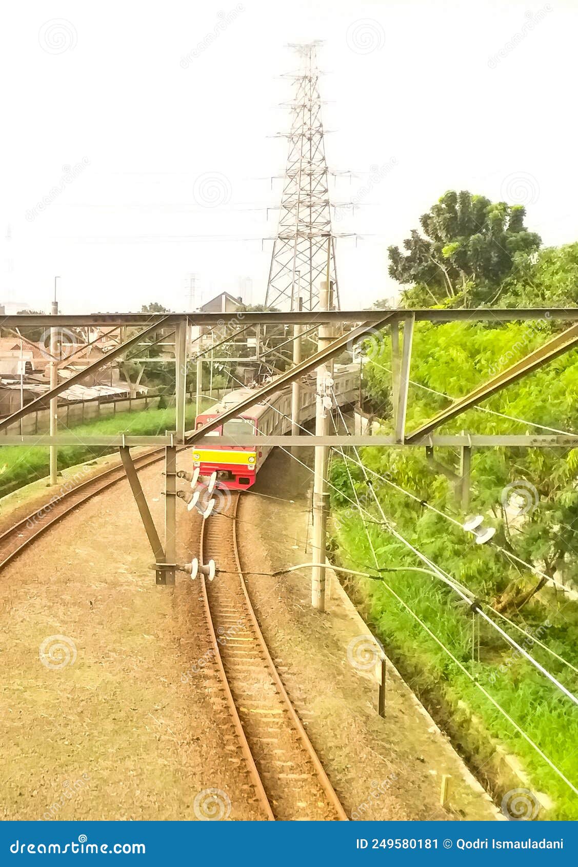 The Electric Train is Speeding Around the Corner Stock Image - Image of ...