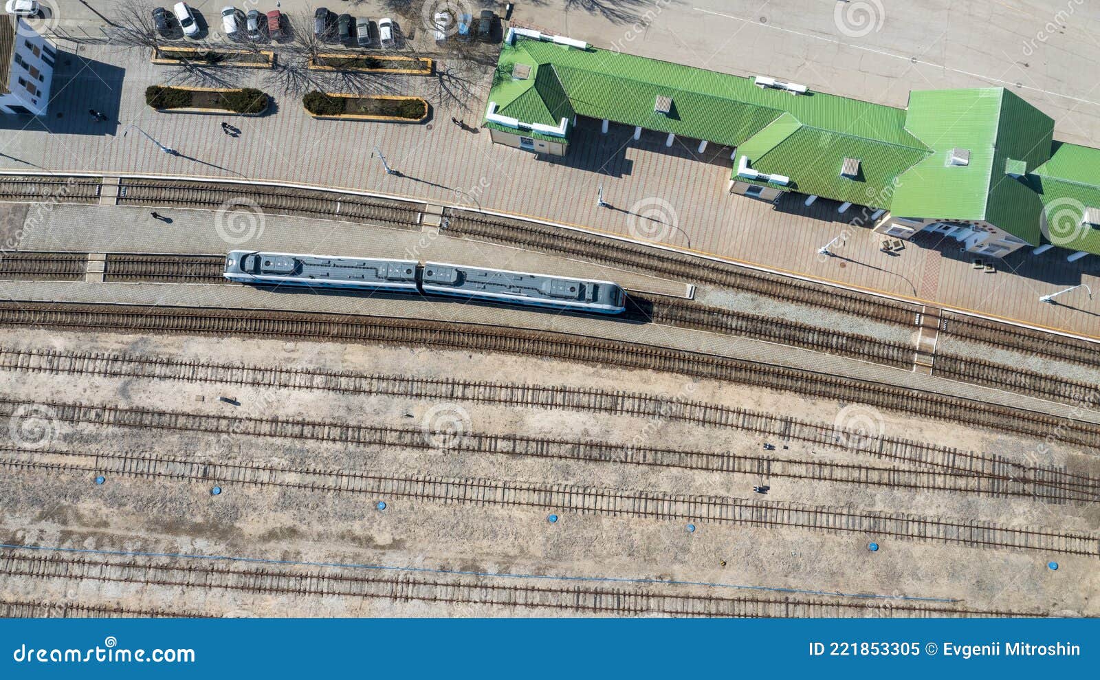 Electric Train at the Station, Aerial View Stock Image - Image of ...