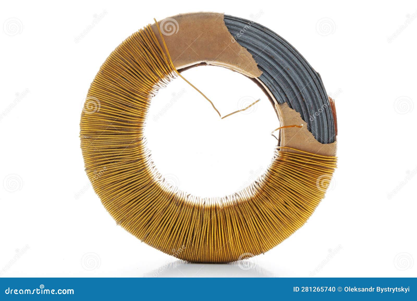 Electric Transformer Copper Coil Inductor on White Background Stock ...