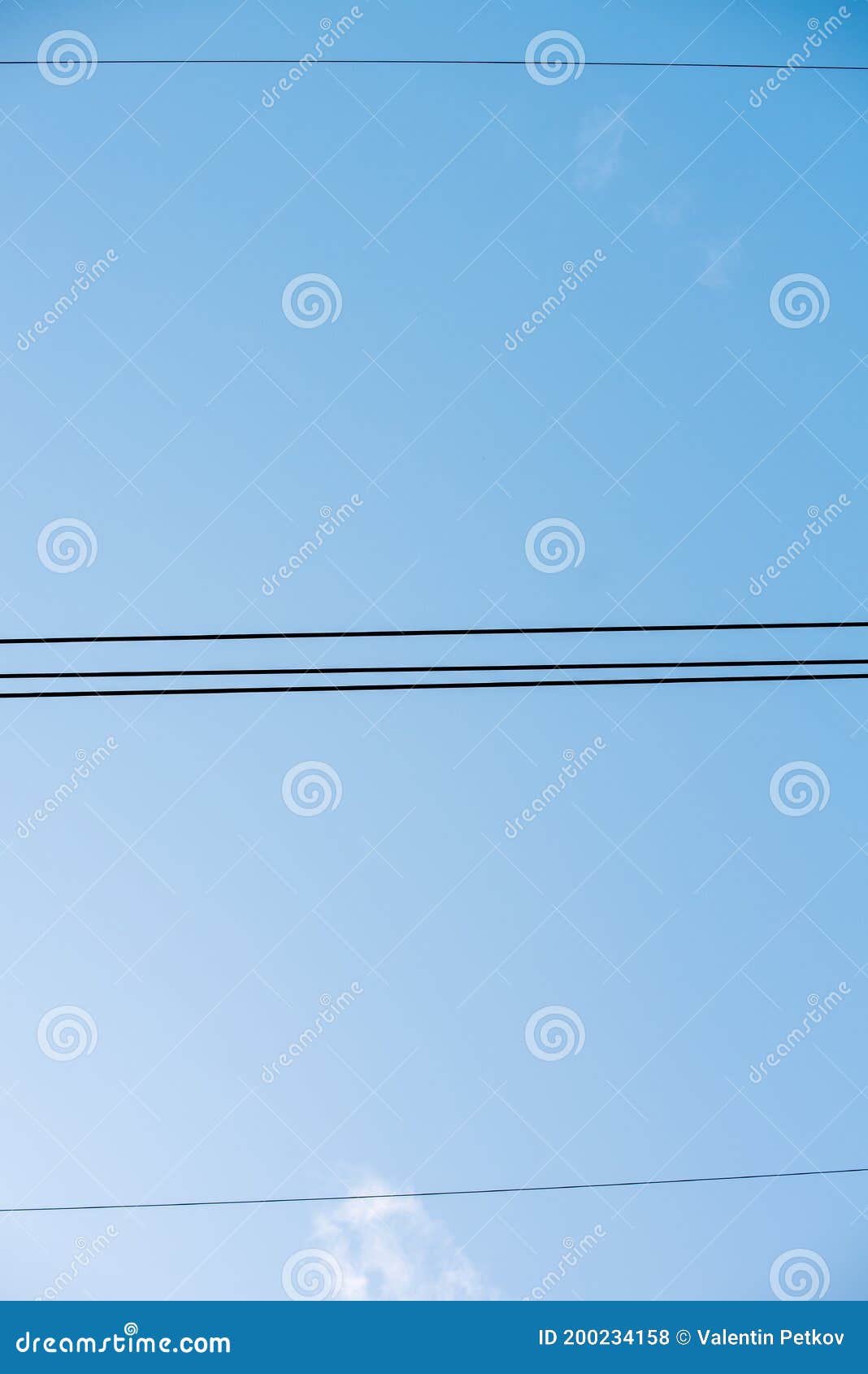 Electric Transformer Power Lines Blue Sky Background Stock Photo ...