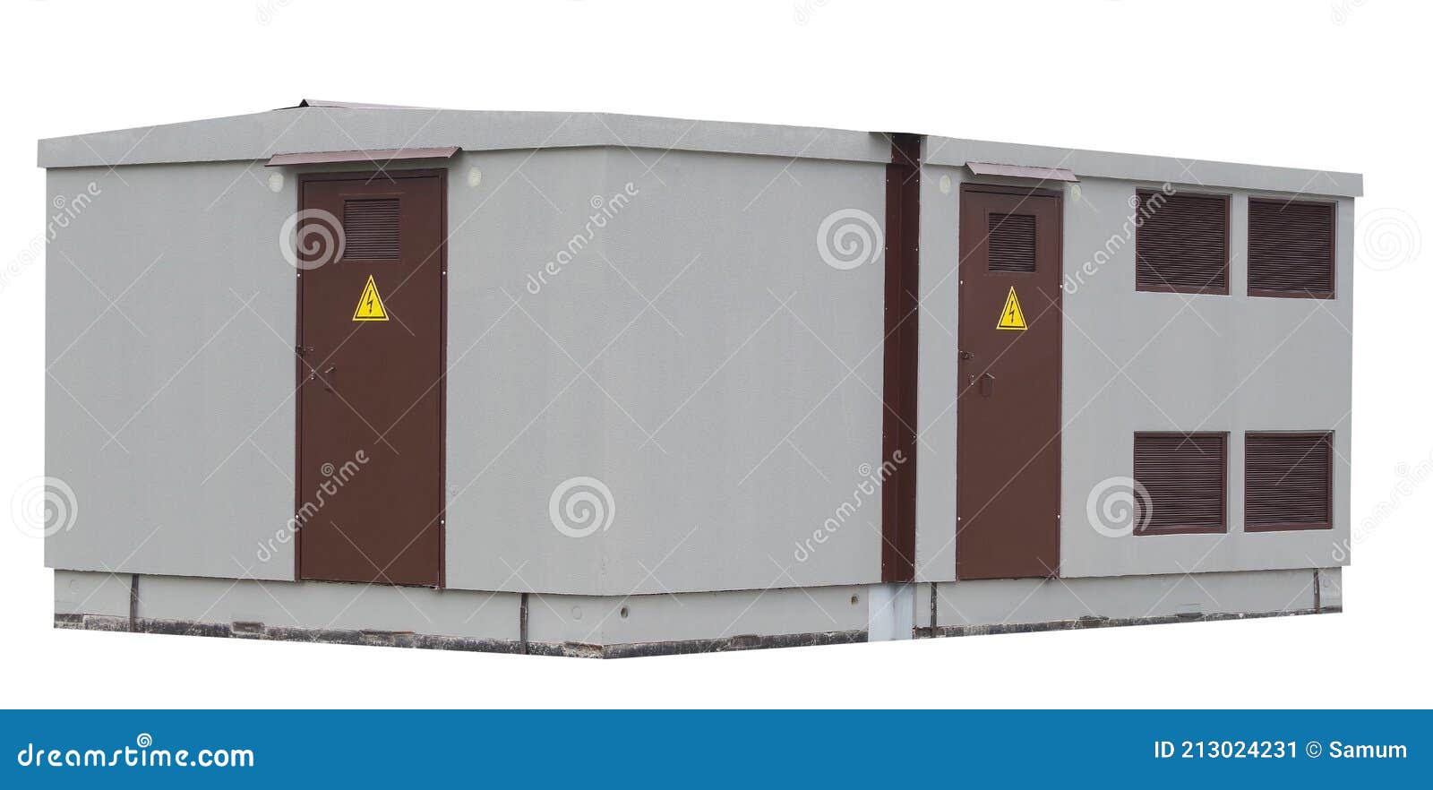 Electric Transformer Room Building on a White Stock Image - Image of ...