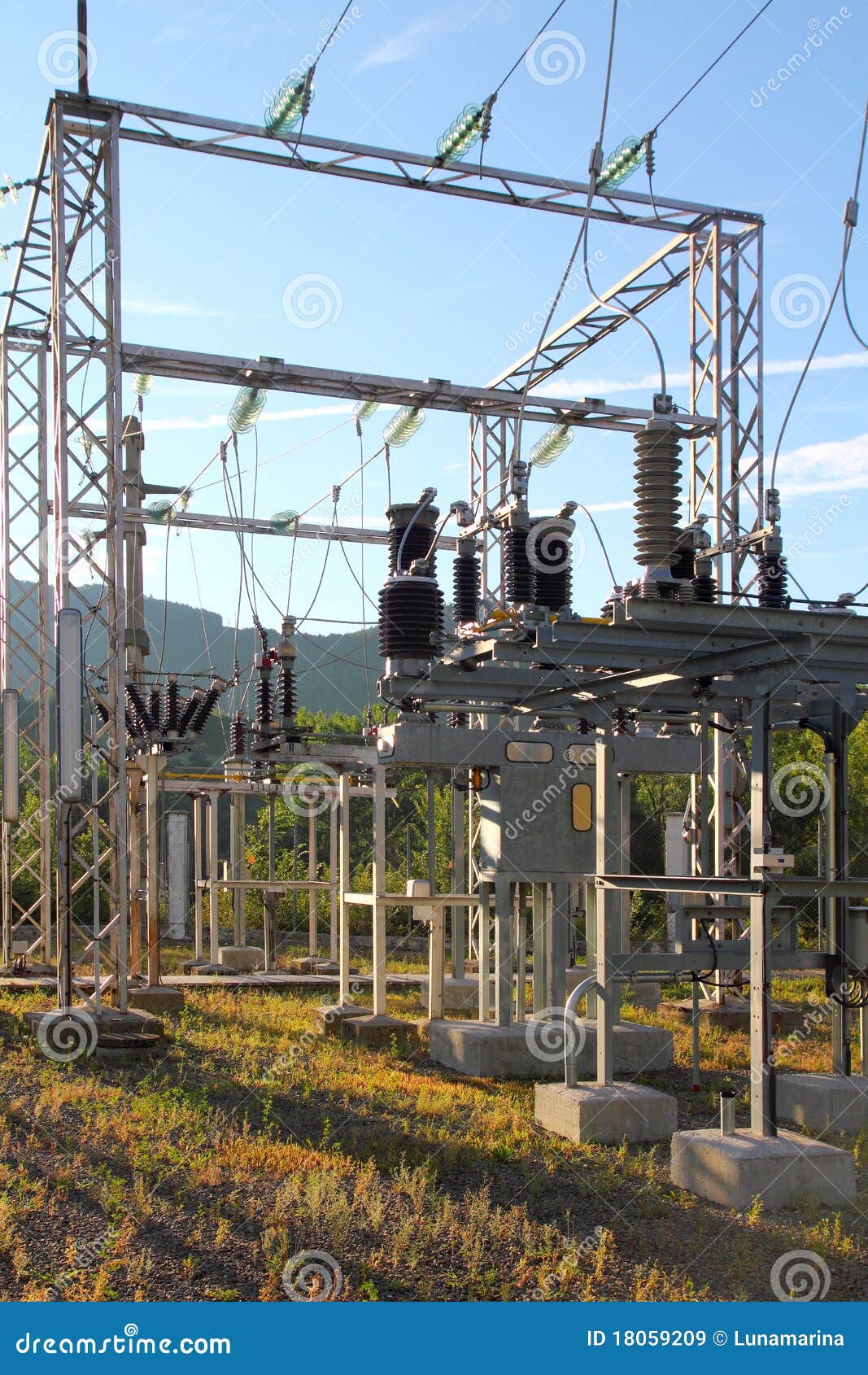 Transformer Station And The High Voltage Electric Pole Stock ...