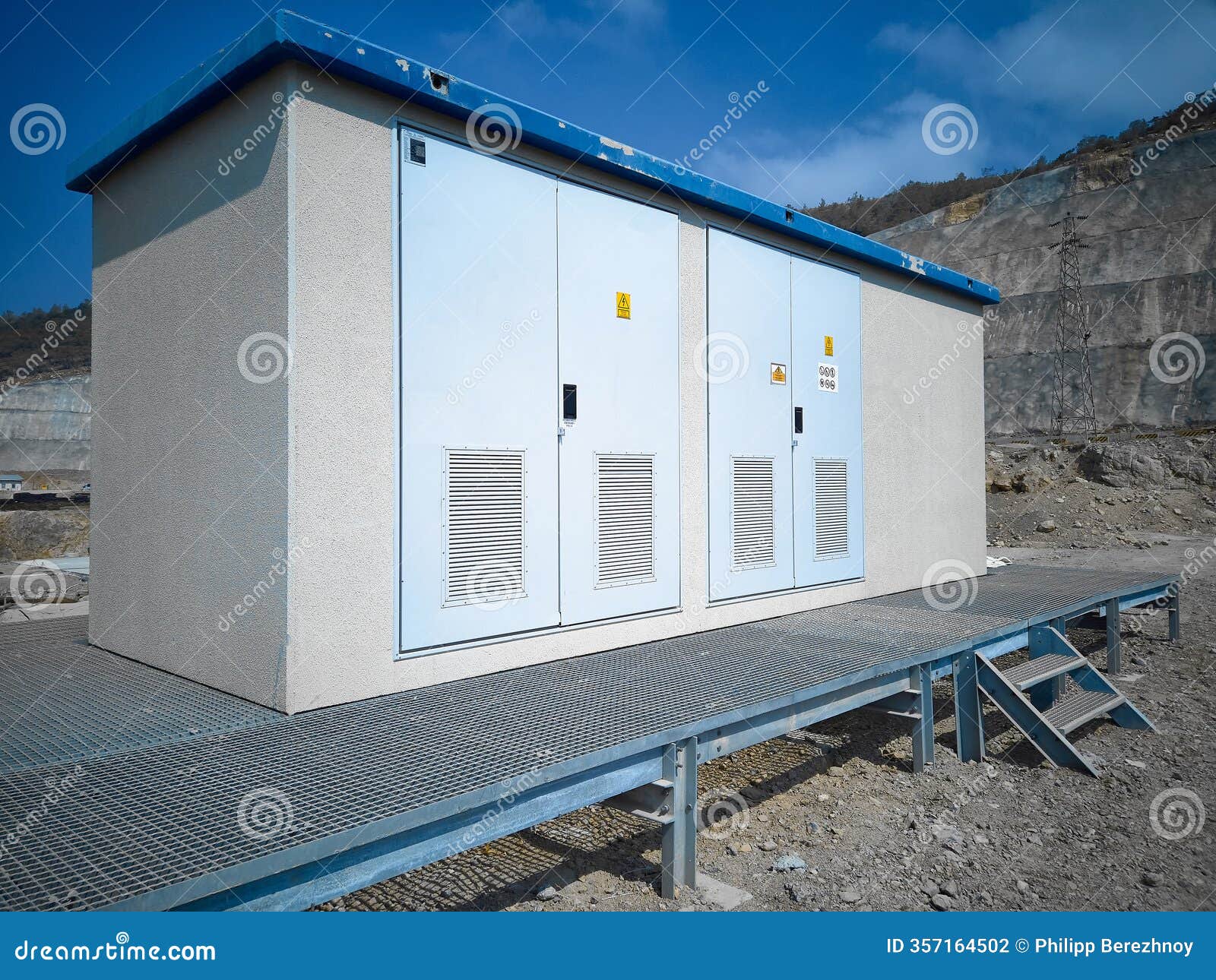 Electric Transformer Substation at Construction Site Stock Photo ...