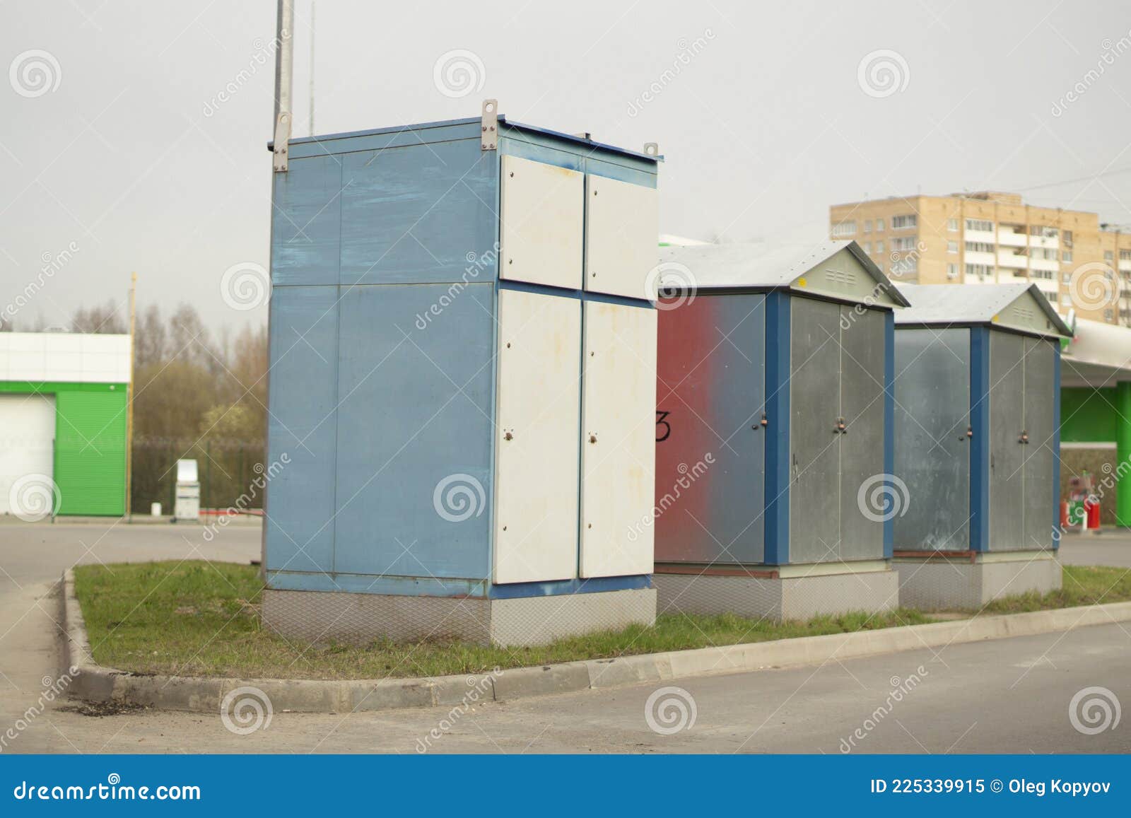 An Electric Transformer To Power the Building. Electric Voltage Stock ...