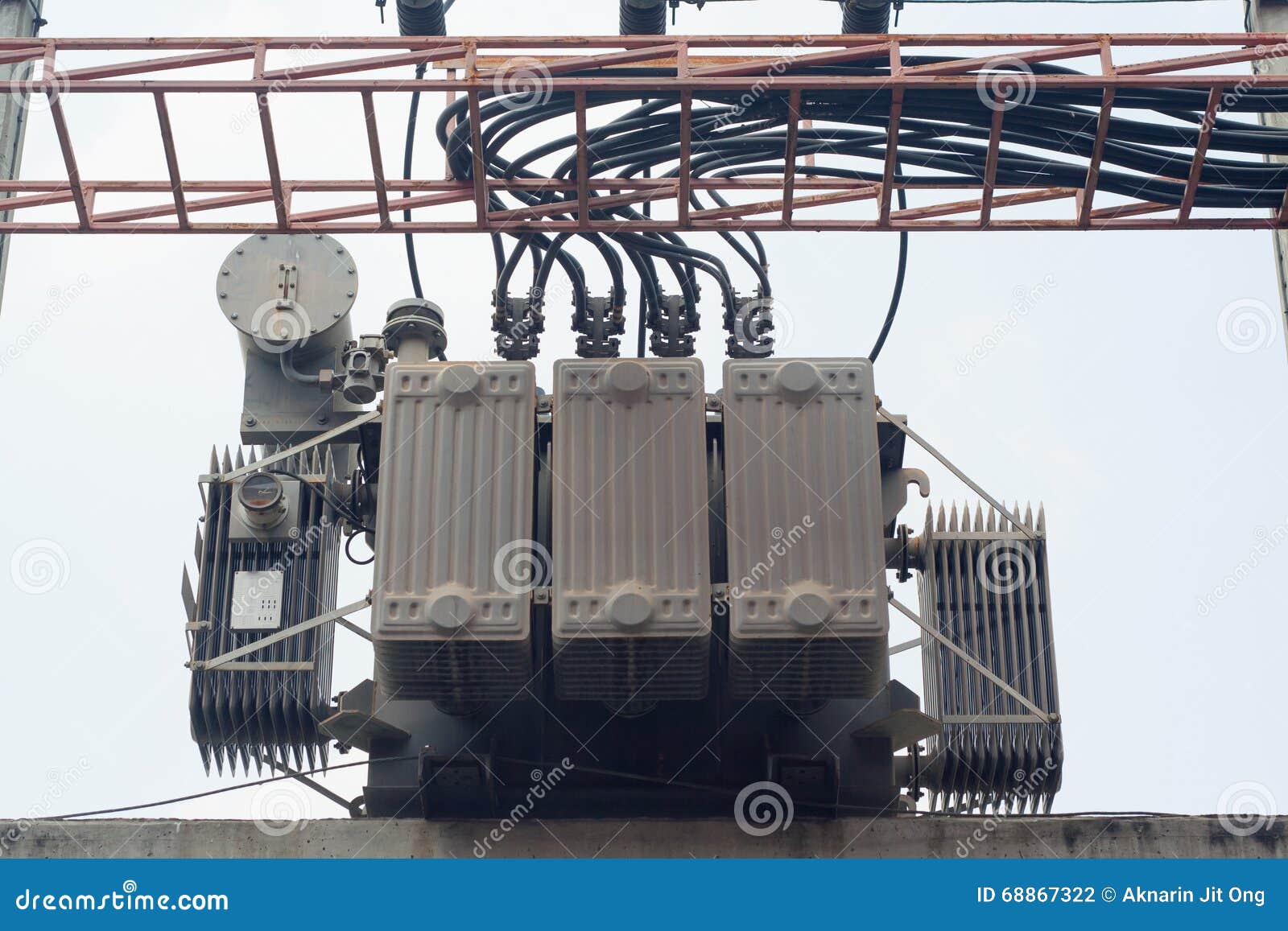 Electric transformer stock photo. Image of supply, cabling - 68867322