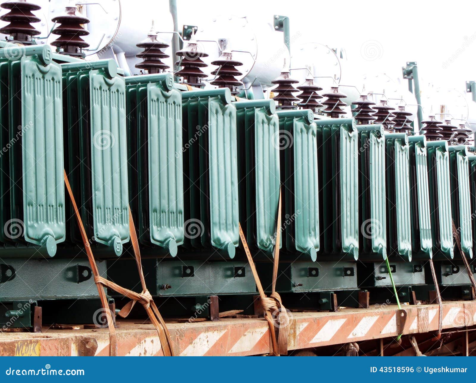 Electric Transformers And Wires Installed On Wooden Column. Low Voltage ...