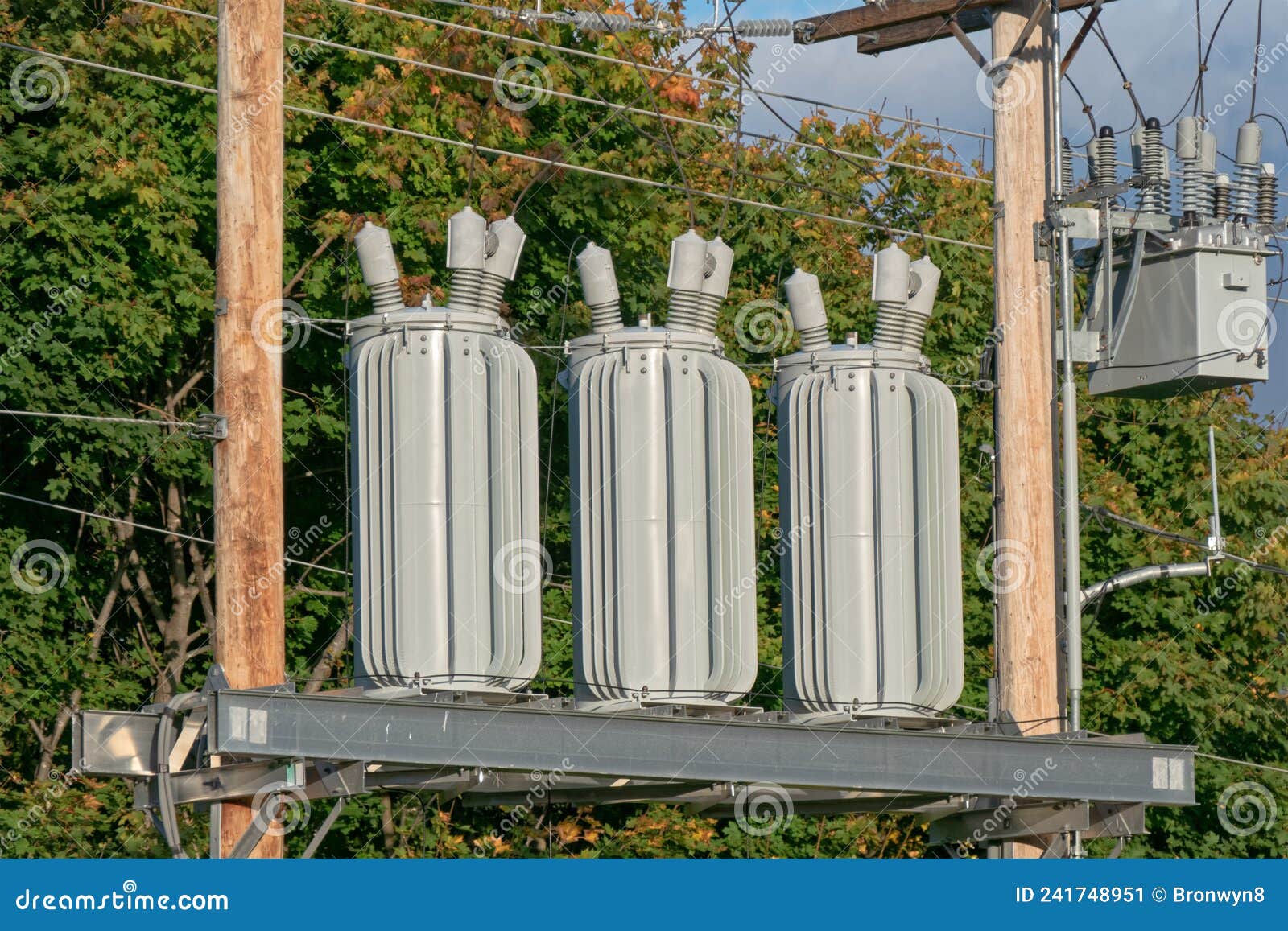 Electrical Transformers on Support Poles Stock Image - Image of ...