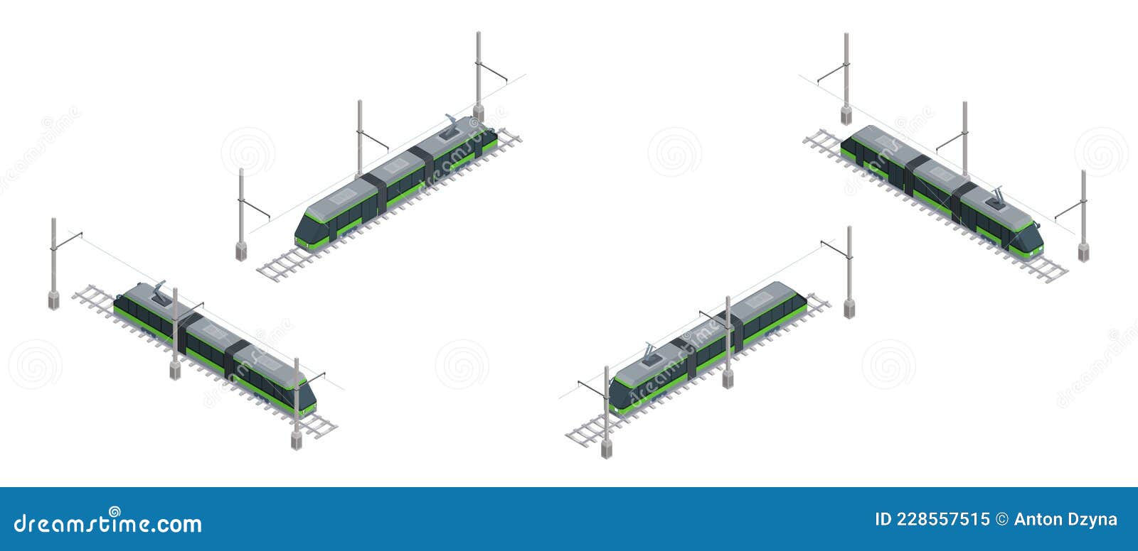 Electric Transport on Rails Tram. Style Isometric Stock Vector ...
