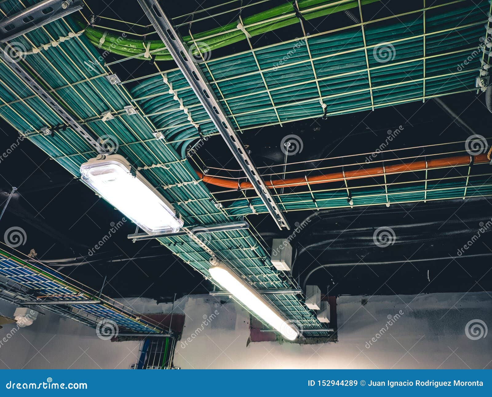 Electric Trays for Electrical and Data Cabling on Site Stock Image ...