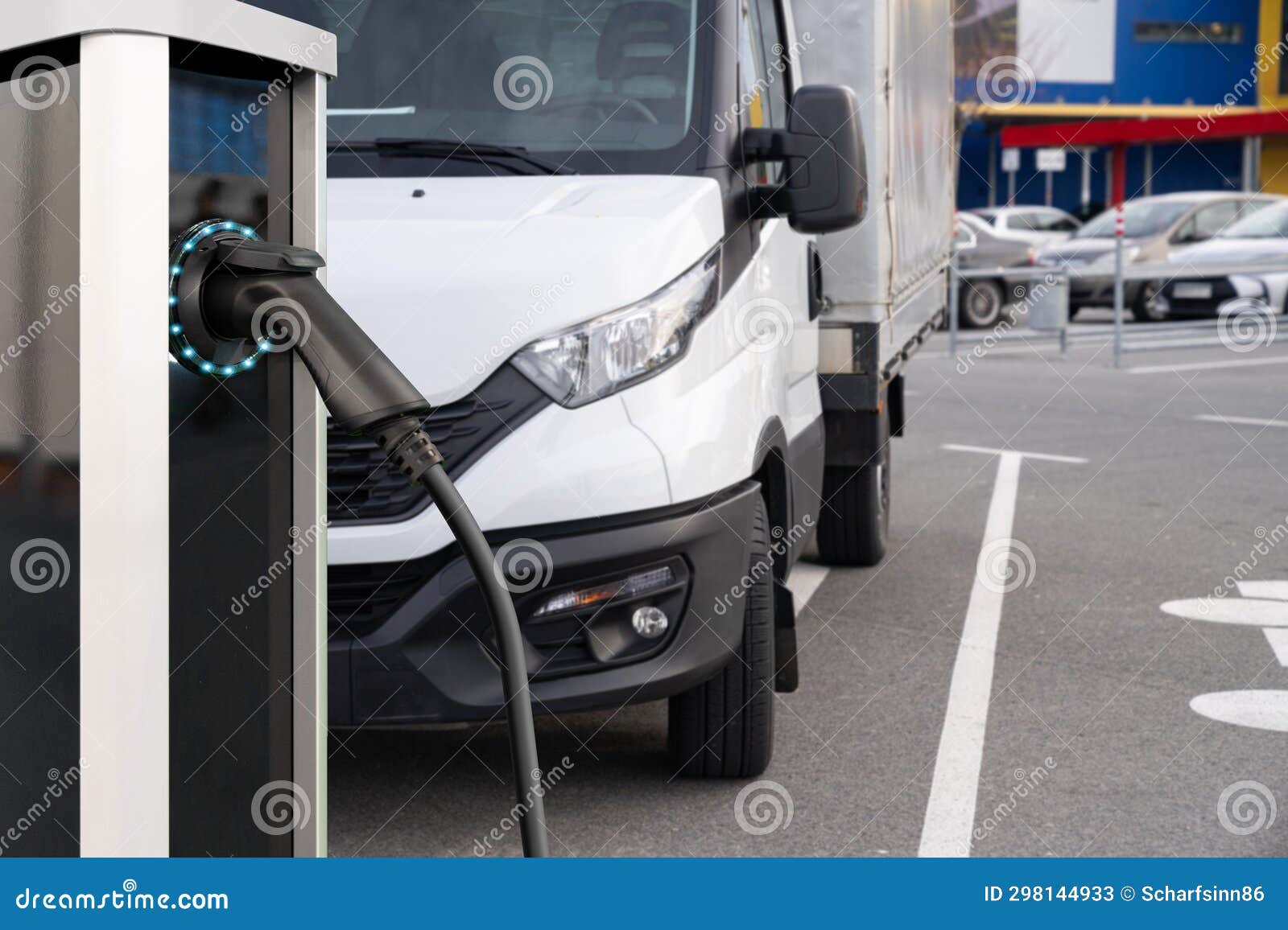 Electric Truck with Charging Station. Concept Stock Image - Image of ...