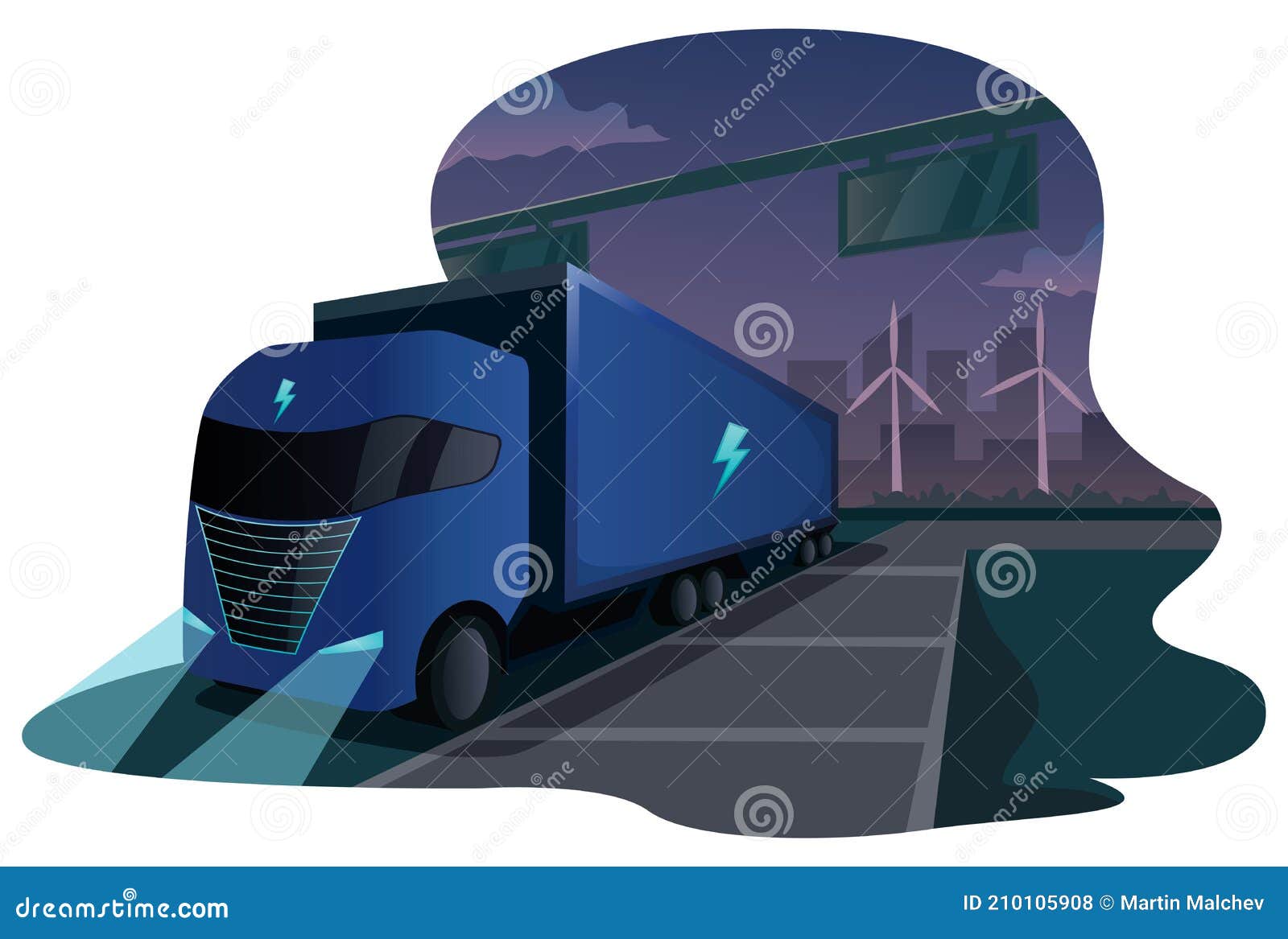 Electric E-truck Lorry, Lkw TIR On The Overhead Line Route Track On An ...