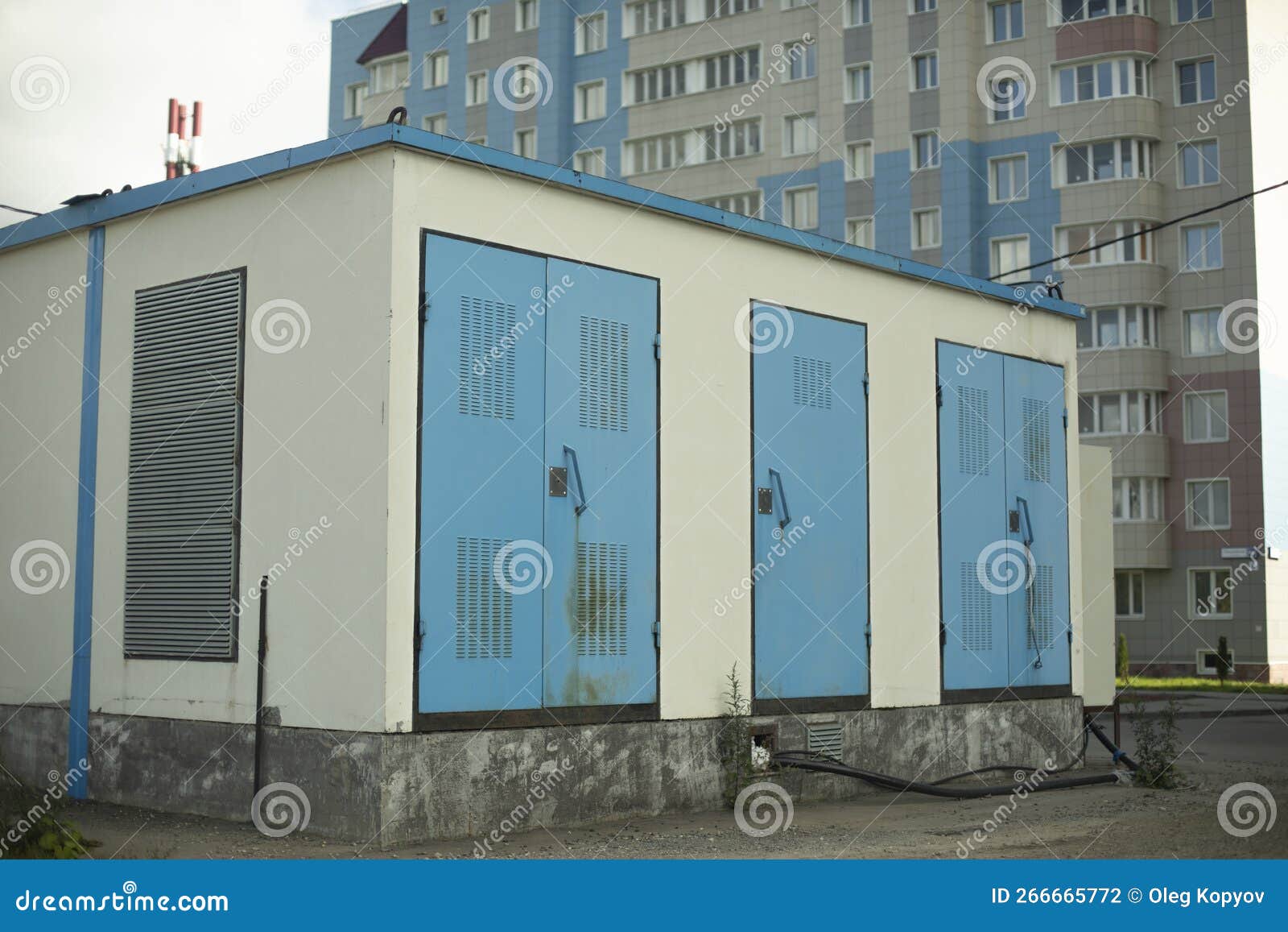 Electric Unit on Street. Technical Construction for Electrical Support ...