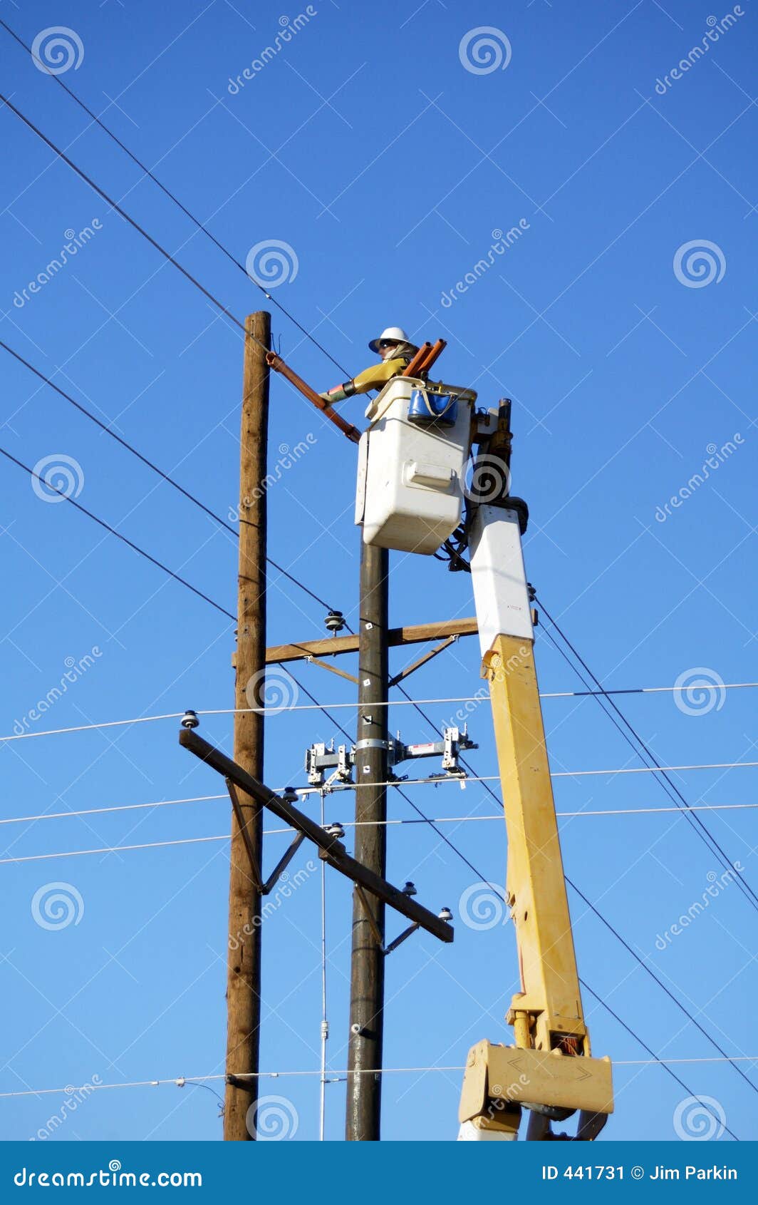 Electric Utility Lineman stock image. Image of electircity - 441731