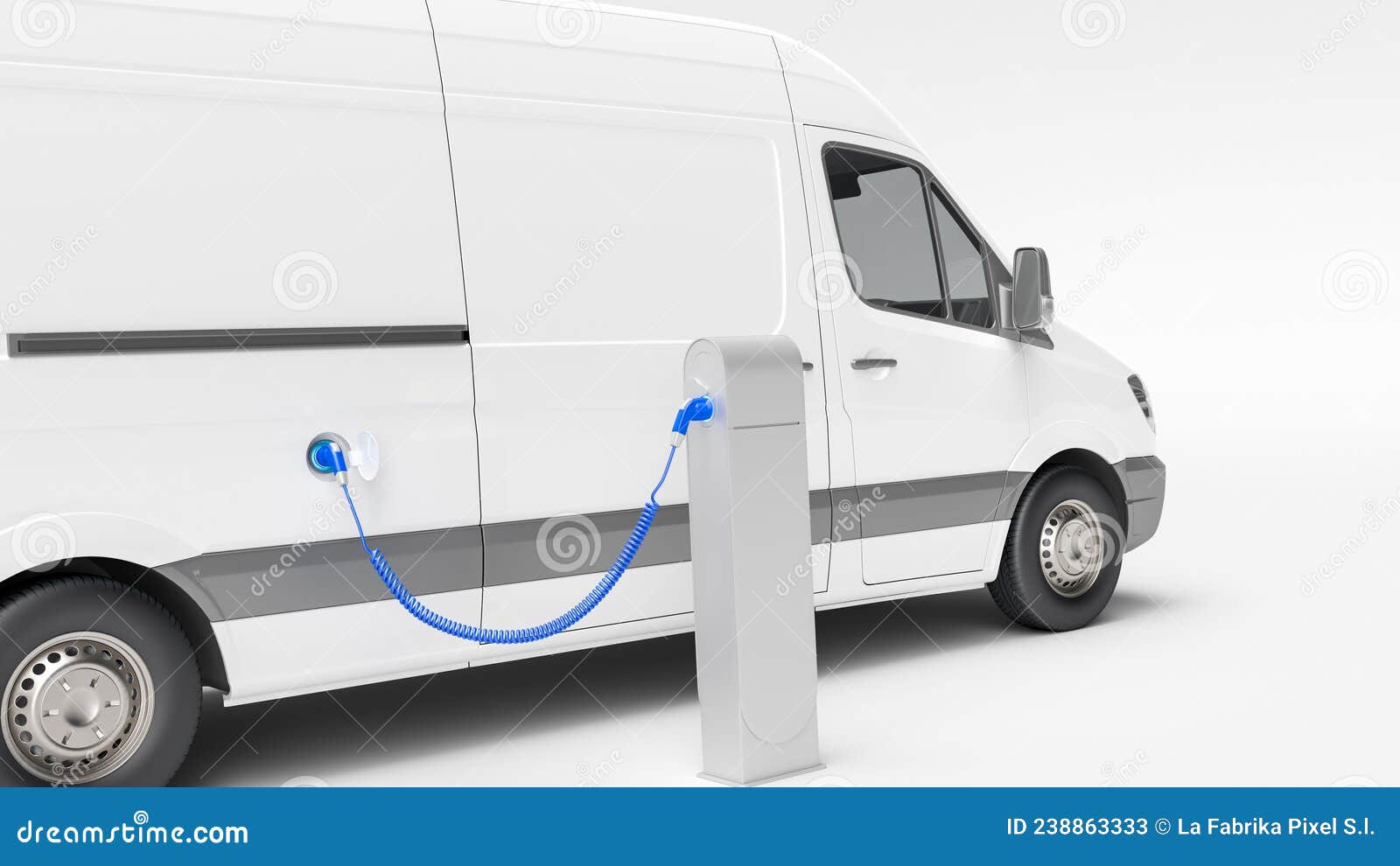 Electric Van at Charging Station Stock Illustration - Illustration of ...