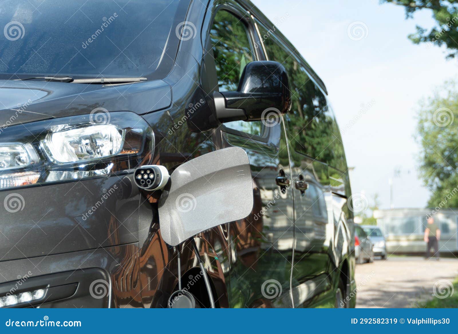 Electric Van with Type 2 Visible Ready To Charge CCS Plug and Granny ...