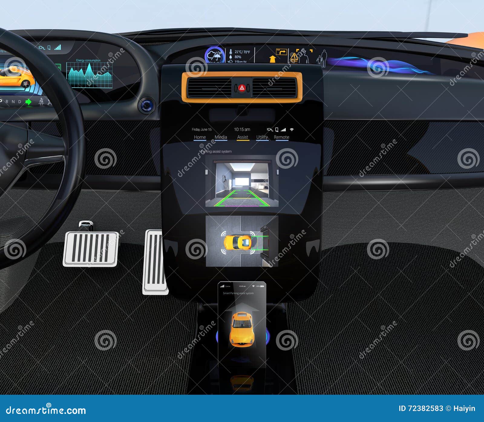 Electric Vehicle Automatic Parking System Interface Concept Stock ...