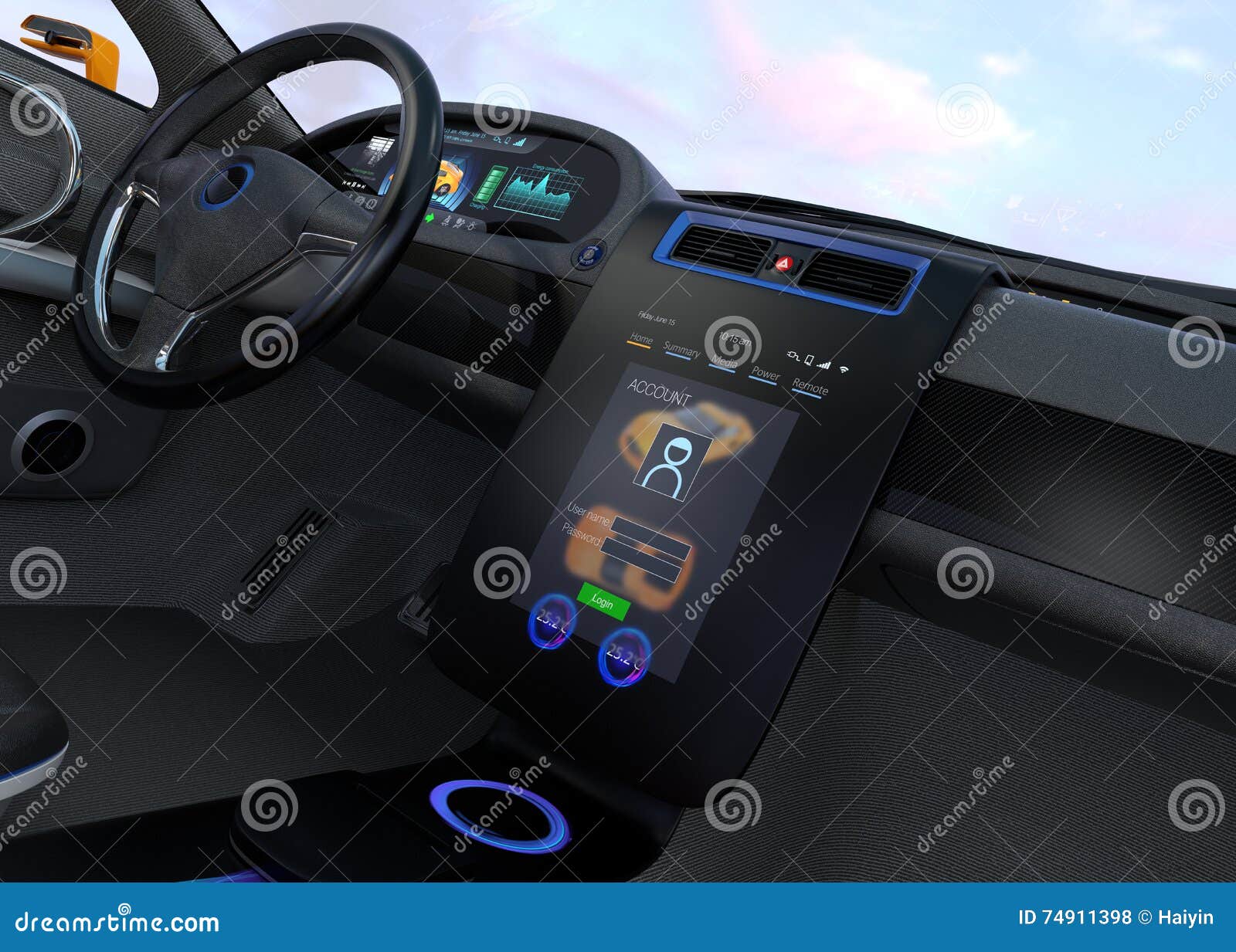 Electric Vehicle Center Console Concept Stock Illustration ...