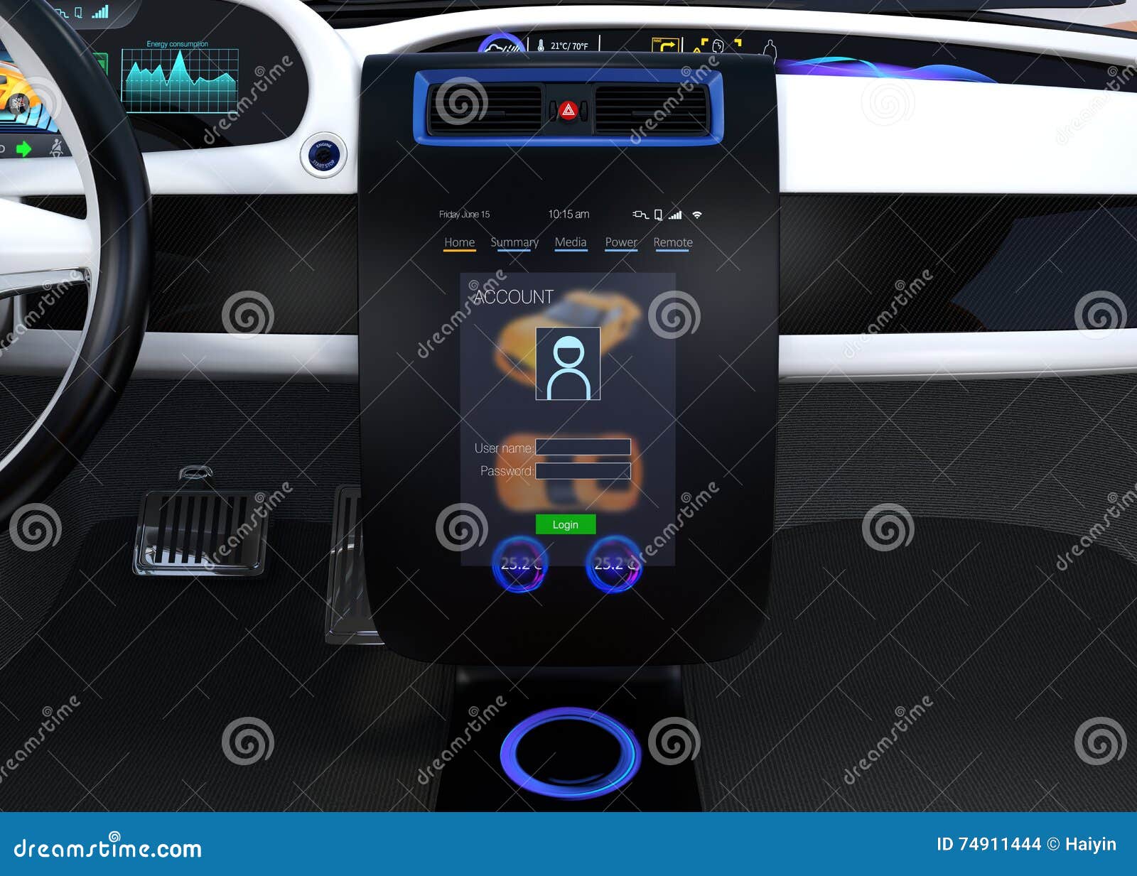 Electric Vehicle Center Console Concept Stock Illustration ...