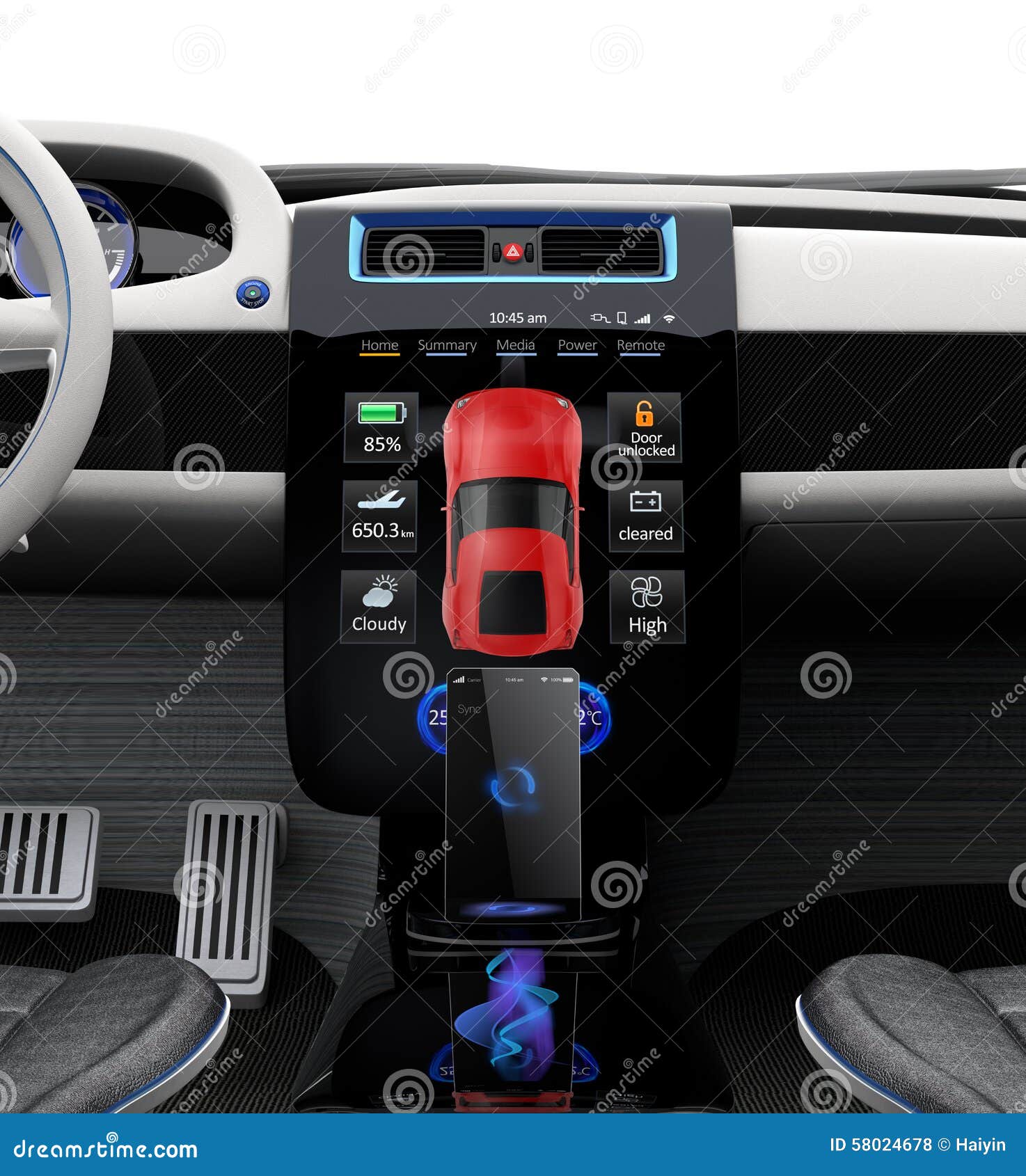 Electric Vehicle Center Console With Full Size Touch Panel Royalty-Free ...