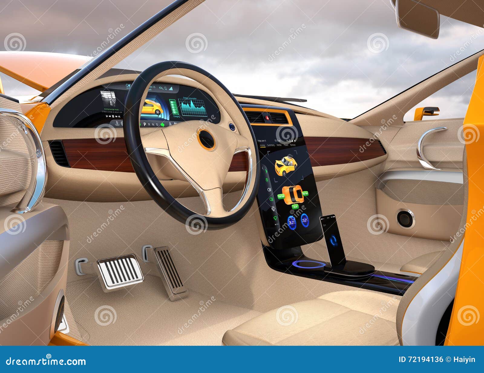 Electric Vehicle Center Display Interface Concept Stock Illustration ...