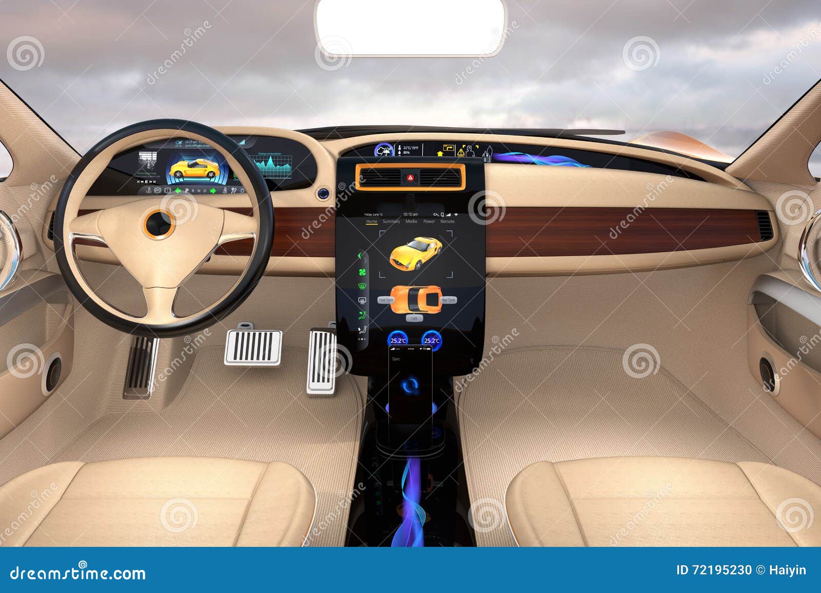 Electric Vehicle Center Display Interface Concept Stock Illustration ...