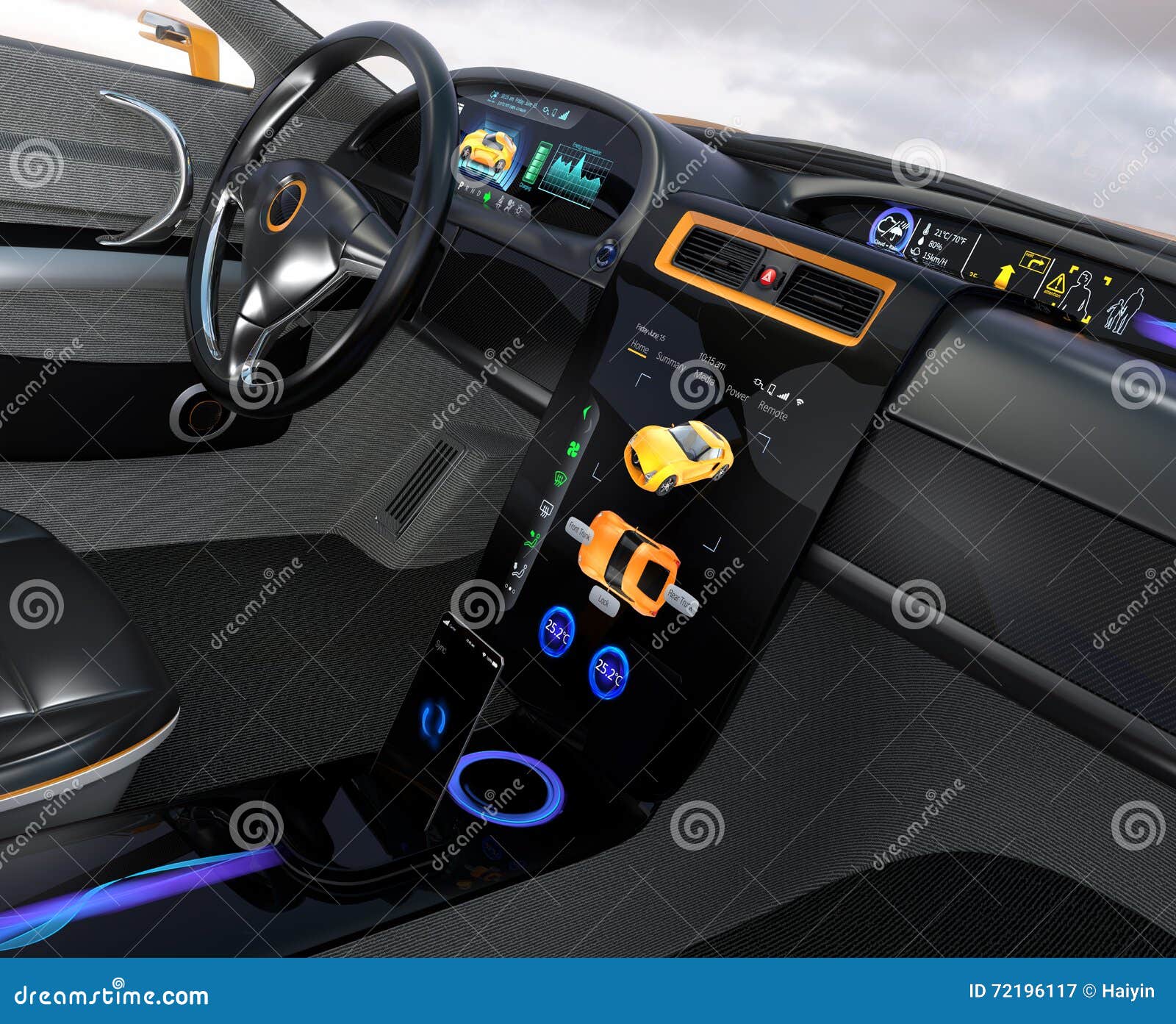 Electric Vehicle Center Display Interface Concept Stock Illustration ...