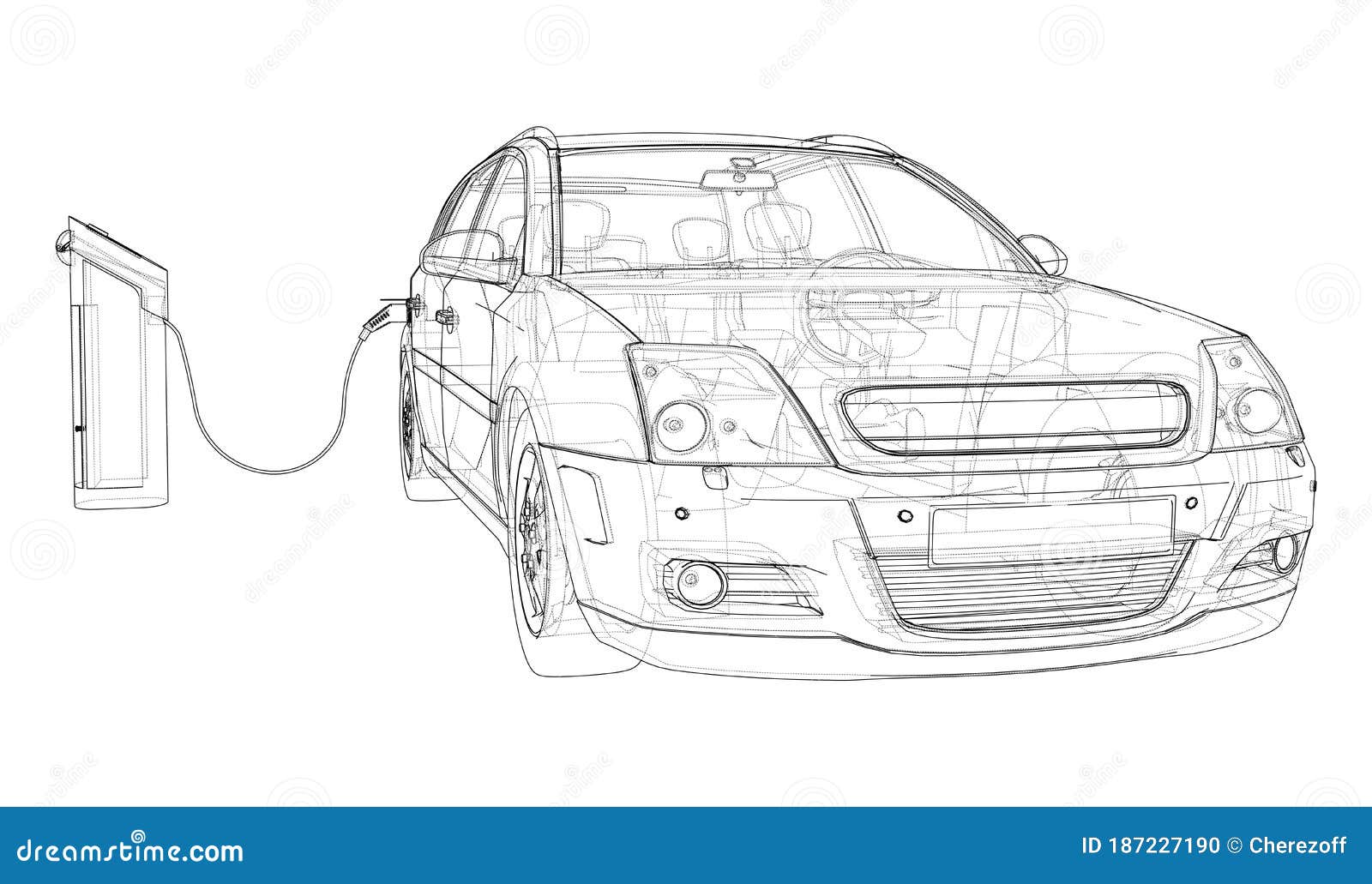 Electric Vehicle Charging Station Sketch. Vector Stock Vector ...