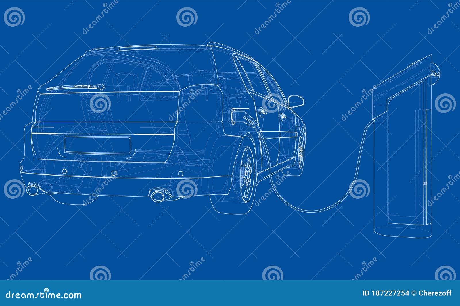 Electric Vehicle Charging Station Sketch. Vector Stock Vector ...