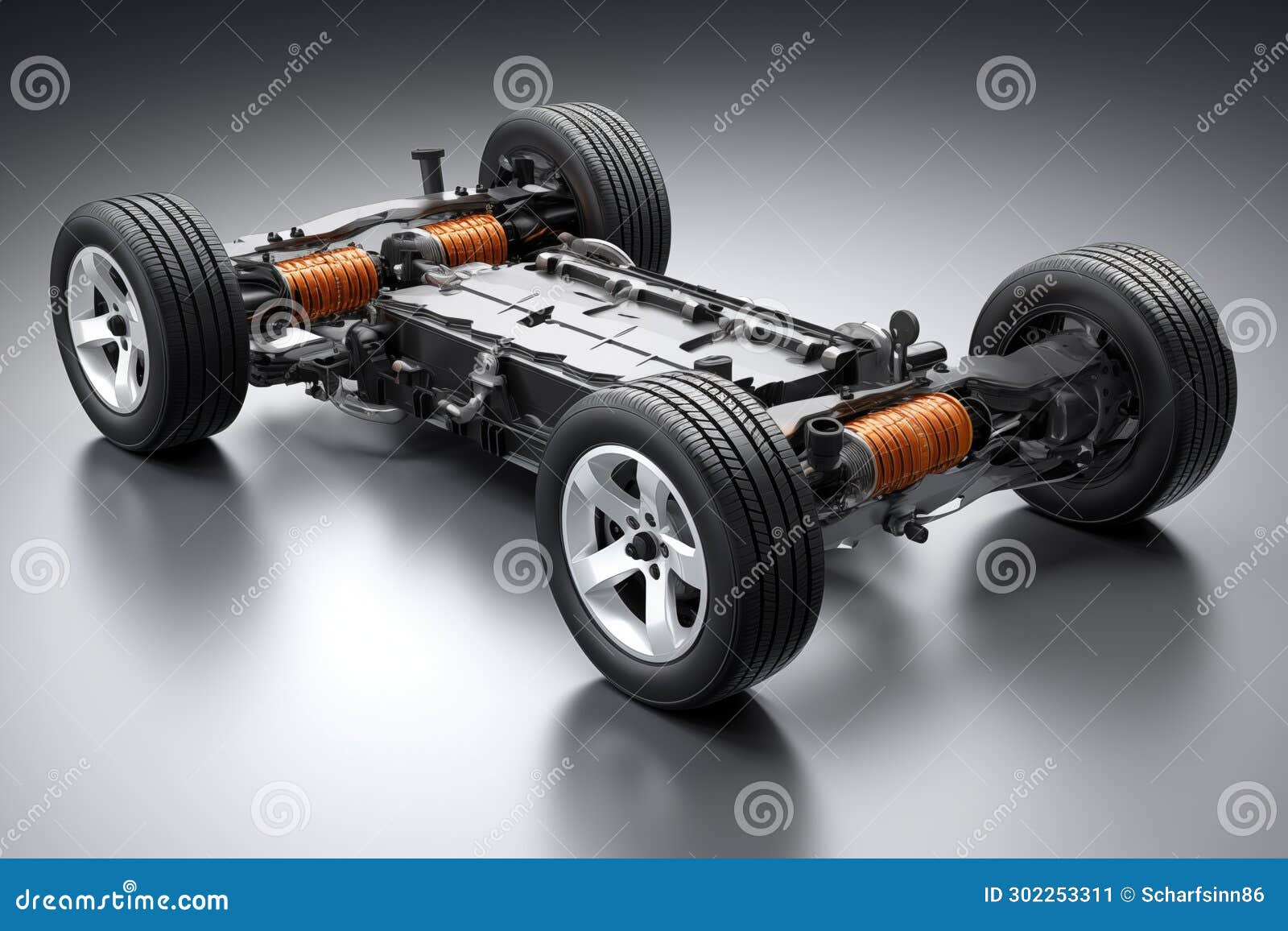 Electric Vehicle Chassis with a Battery Pack at the Base of the Power ...