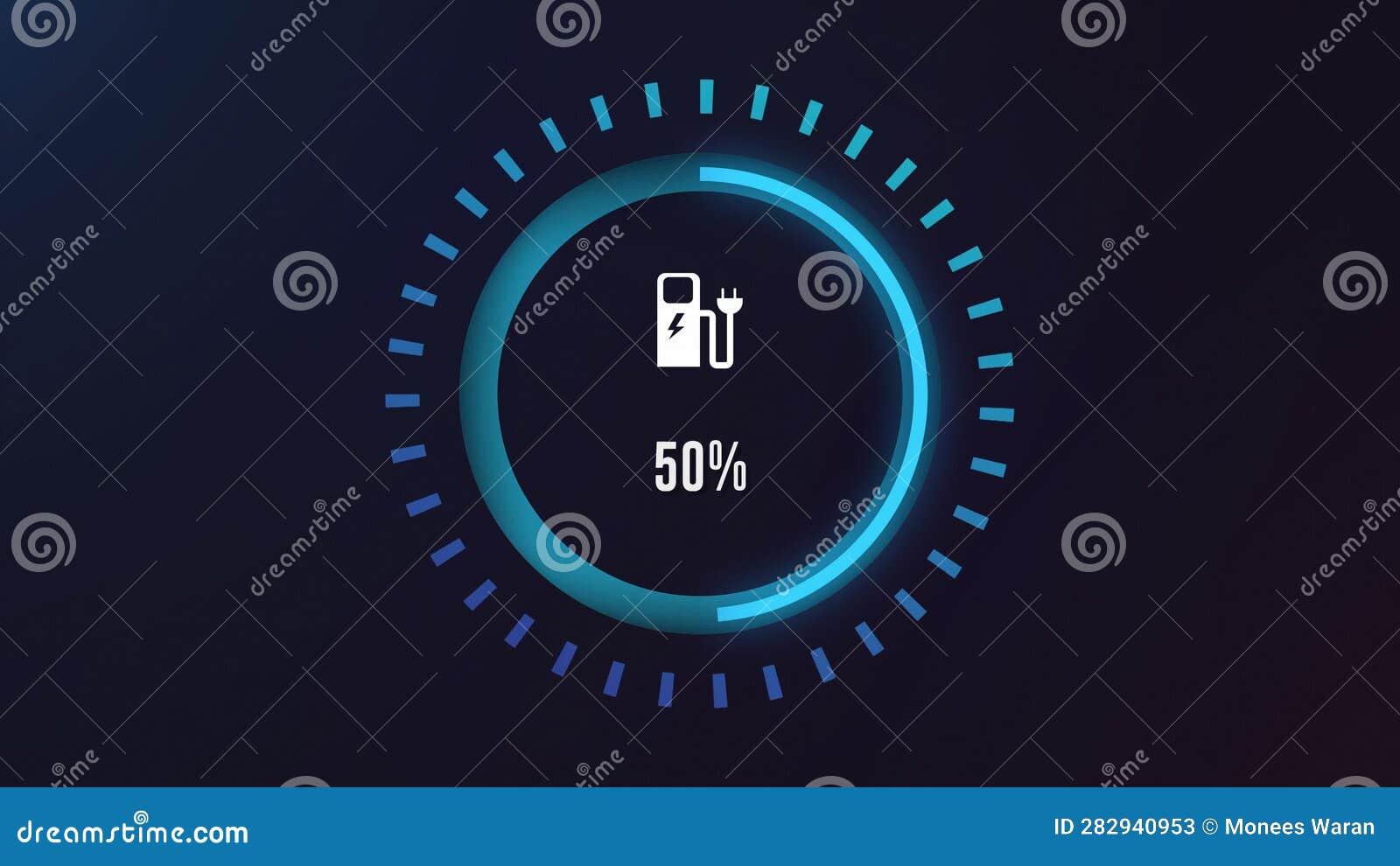 Electric Vehicle Dashboard Display. Electric Charging Progress is ...