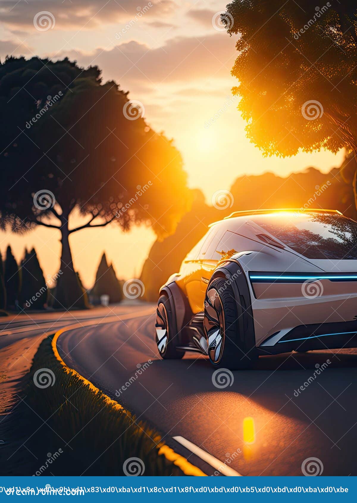 Electric Vehicle Prototype on the Road Bokeh. Ai Generative Stock ...
