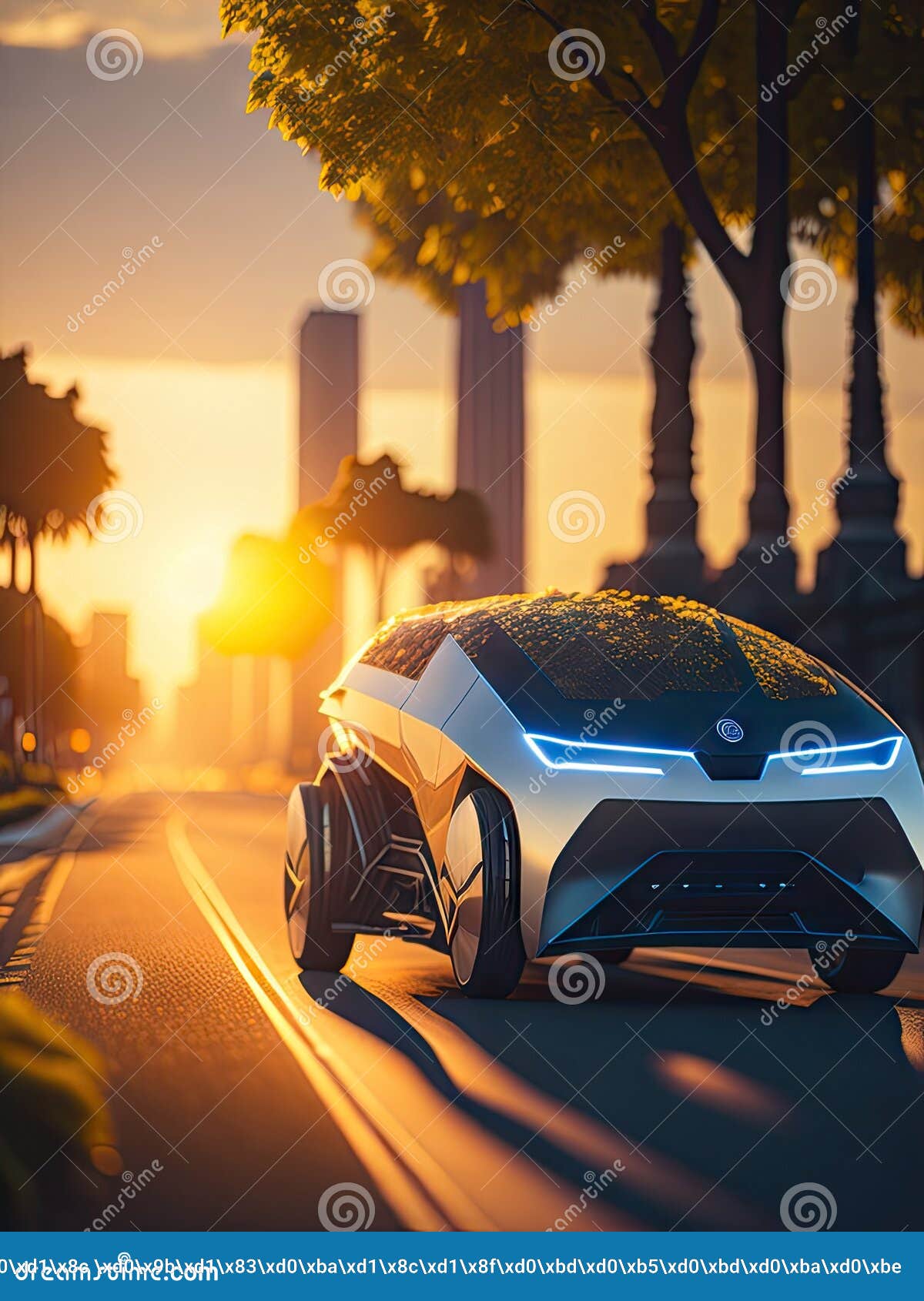 Electric Vehicle Prototype on the Road Bokeh. Ai Generative Stock ...