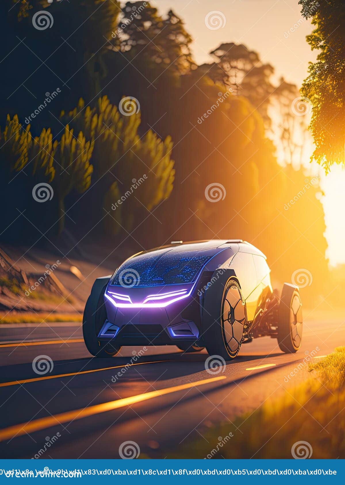 Electric Vehicle Prototype on the Road Bokeh. Ai Generative Stock ...